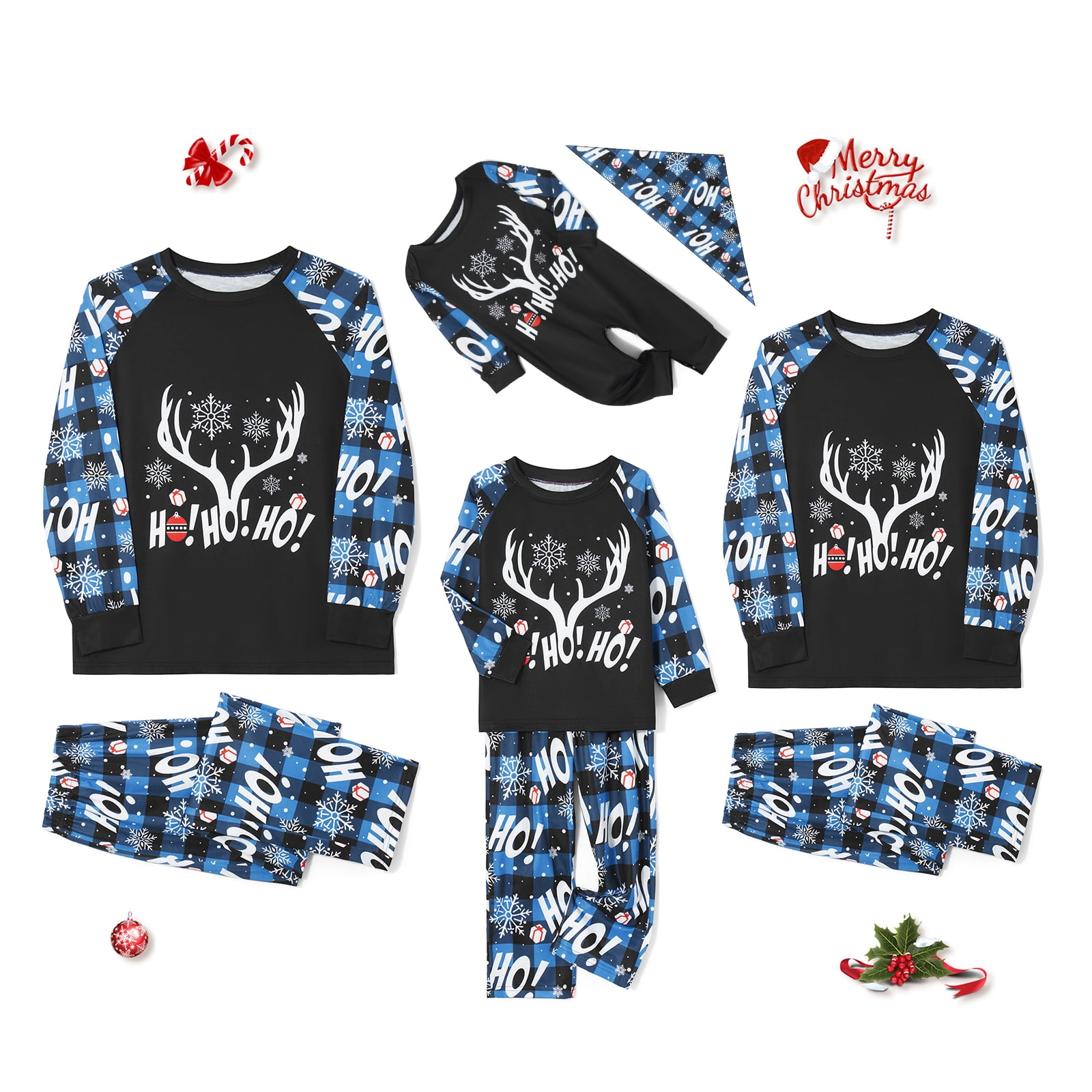 pengnight Christmas Family Pajamas Matching Set, Long Sleeve Antlers ...