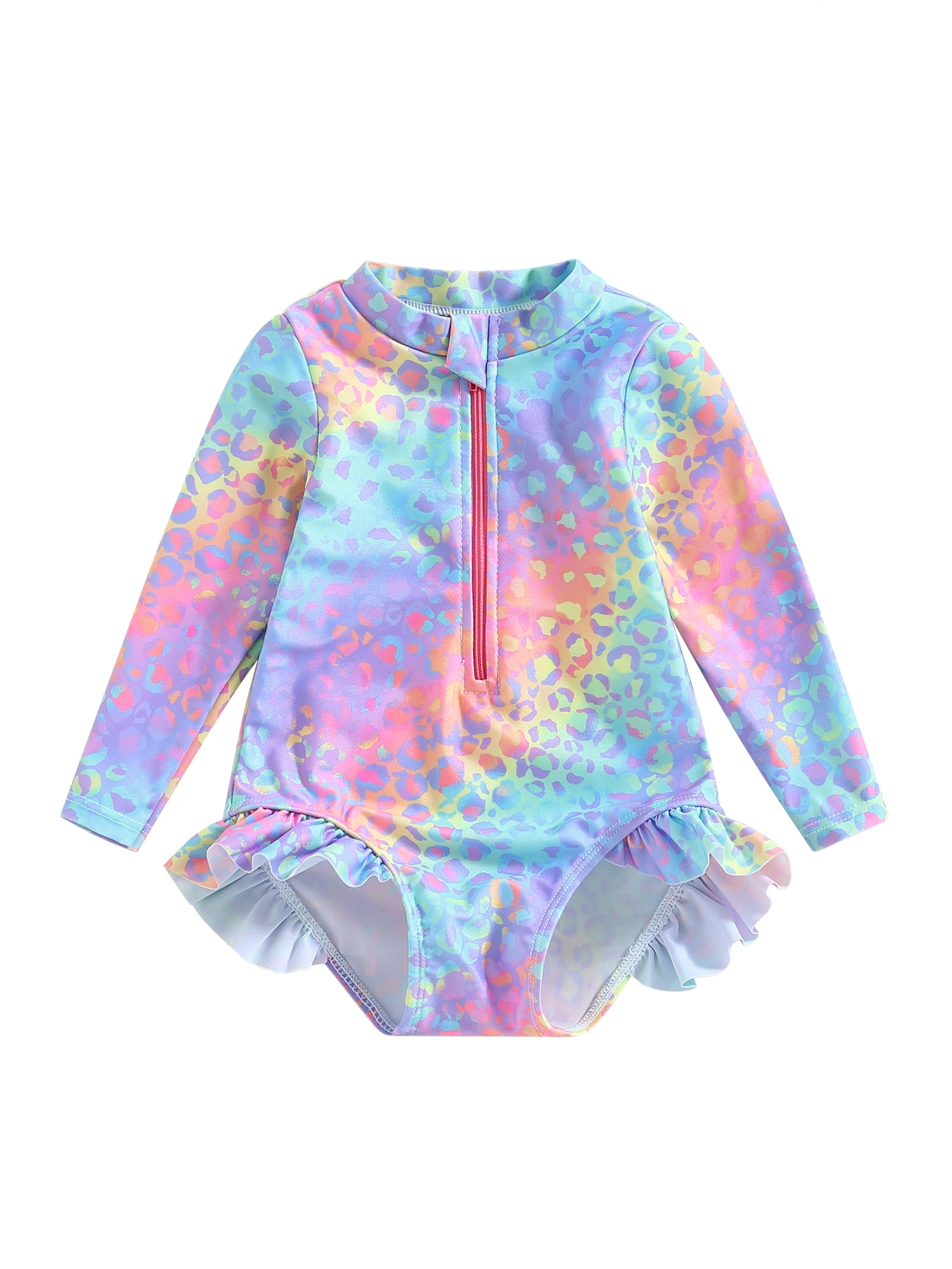 pengnight Long Sleeve Swimwear Polyester One Piece Swimsuits (Girl's 3 ...