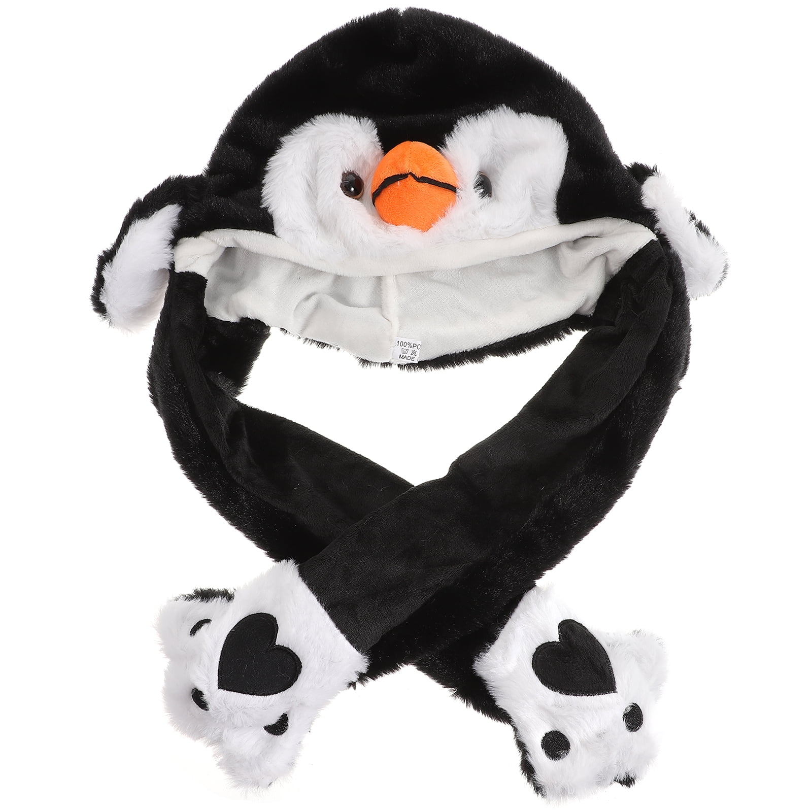 penguin hat Plush Animal Hat Ear Moving Jumping Hat Funny Cartoon Hat ...