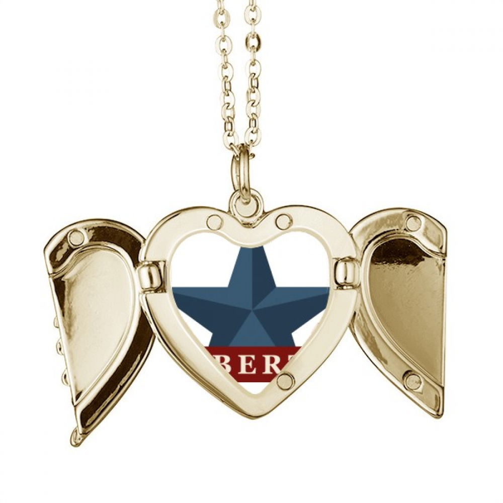 pentagram slogan amecountry city folded wings peach heart pendant ...