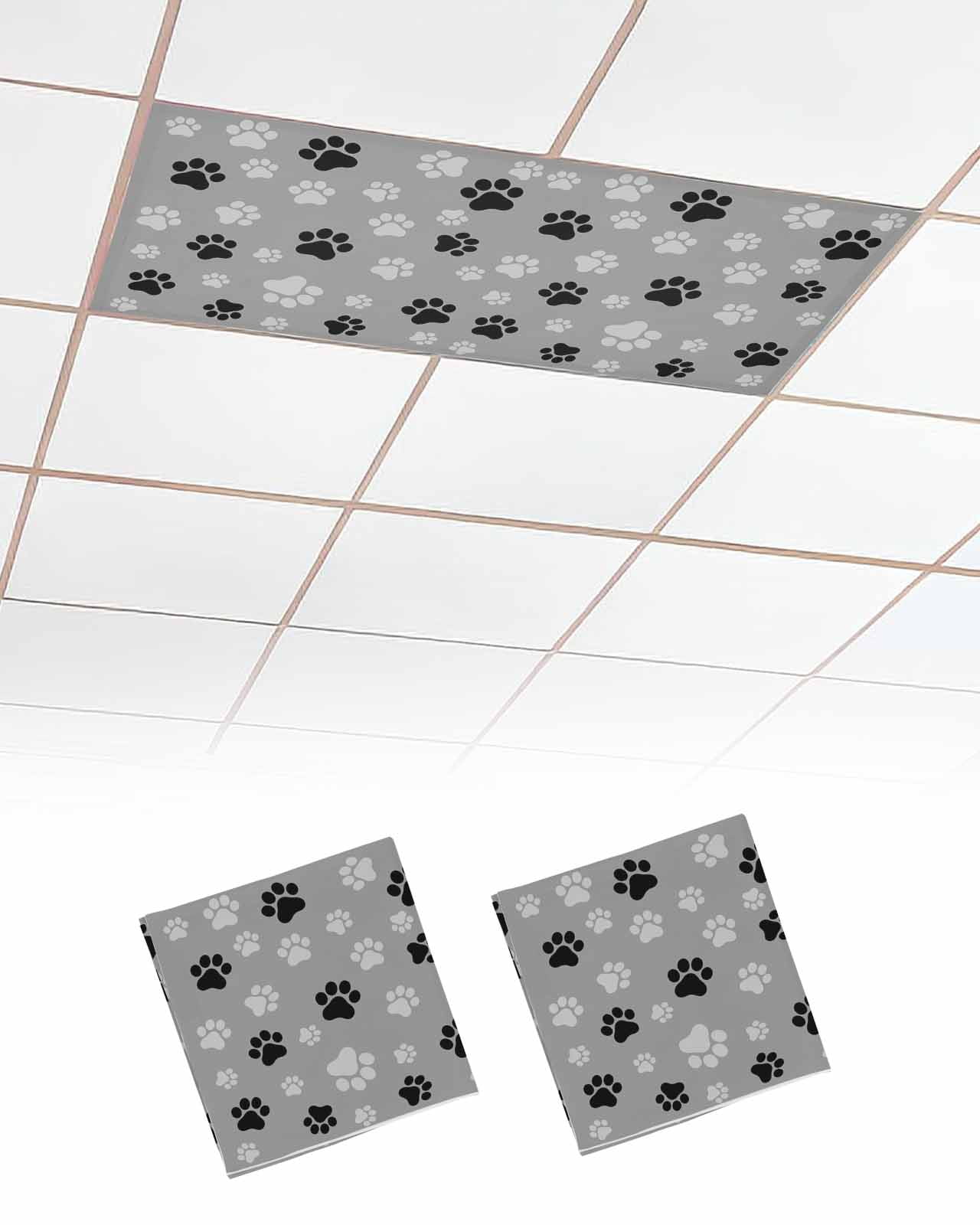 per Paw Printed Fluorescent Light Covers for Ceiling Lights 4x2 feet,2 ...