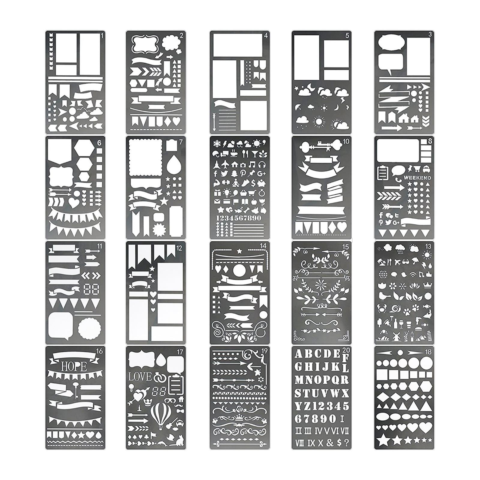 perfeclan 20 Pieces Painting Stencils Pattern Stencils Mixed Reusable ...