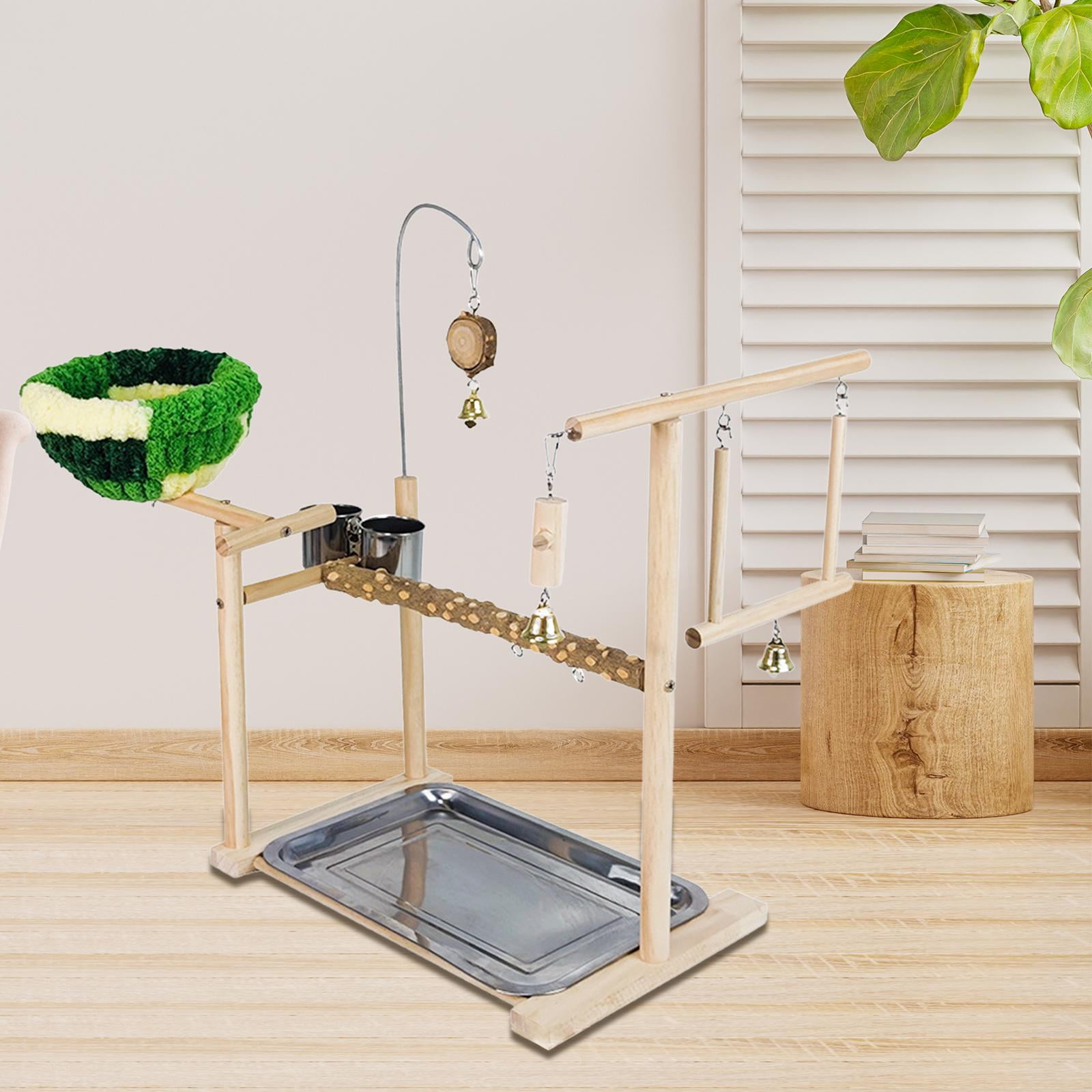perfeclan Bird Perch Stand Wooden Standing Toy Parrot Play Stand for ...