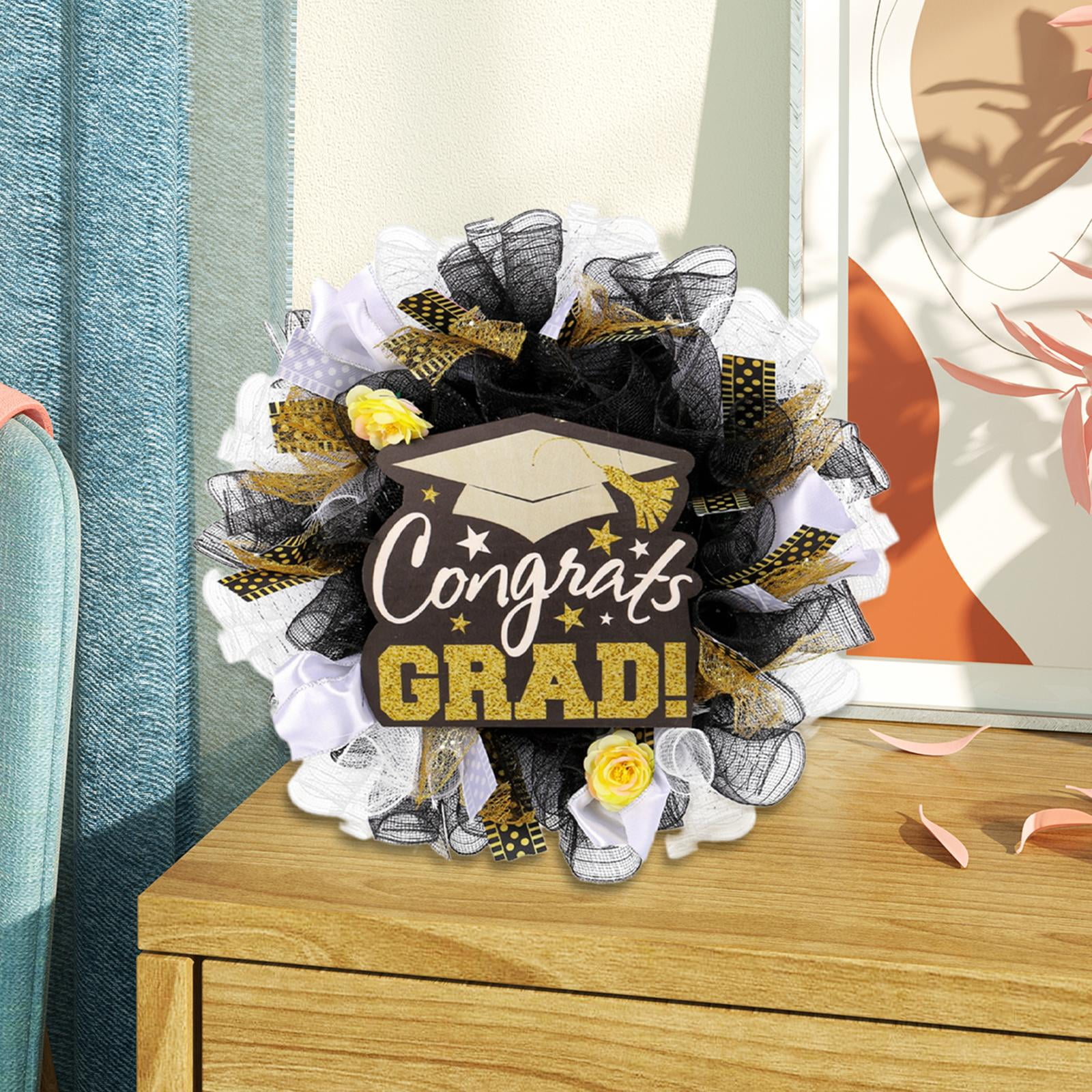 perfeclan Congrats Graduation Wreath Sign Wooden Sign Wreath Elegant ...