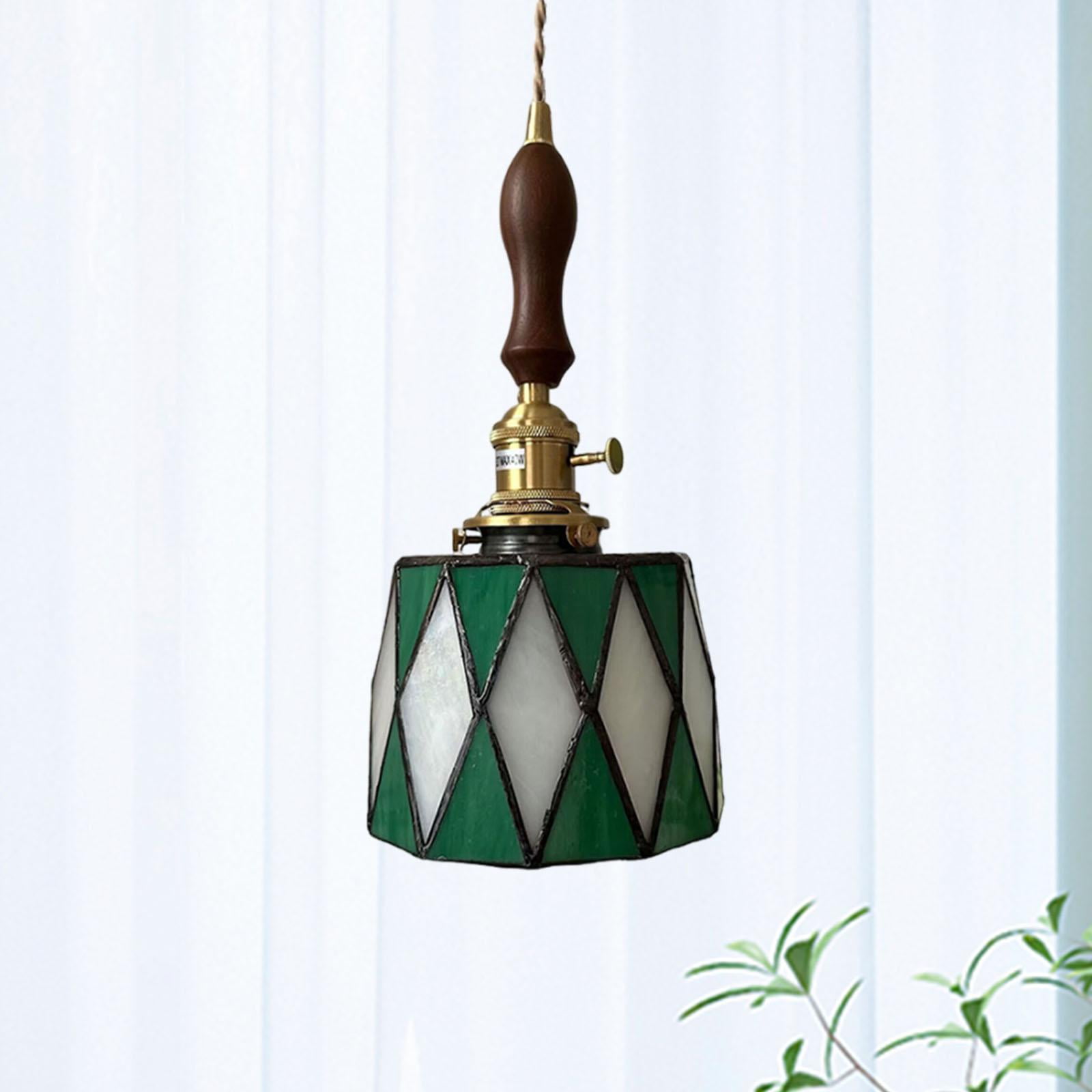 perfeclan Pendant Lamp Stained Glass Fixture Hanging Light for Cafe ...