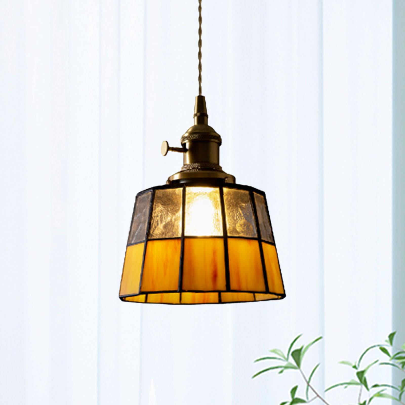 perfeclan Pendant Lamp Stained Glass Fixture Hanging Light for Cafe ...