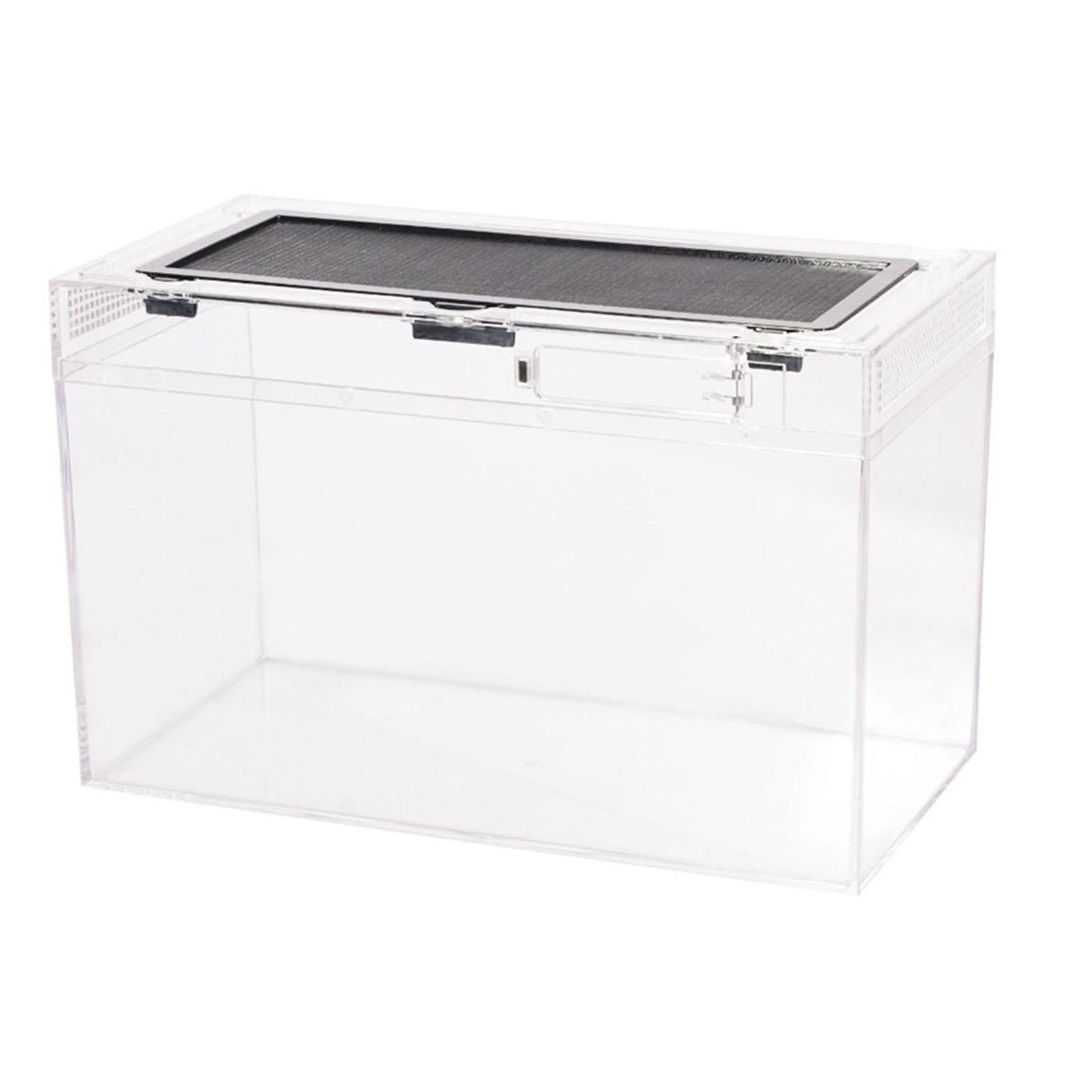 perfeclan Reptile Tank Terrarium Habitat with Top Ventilation Lid Clear ...