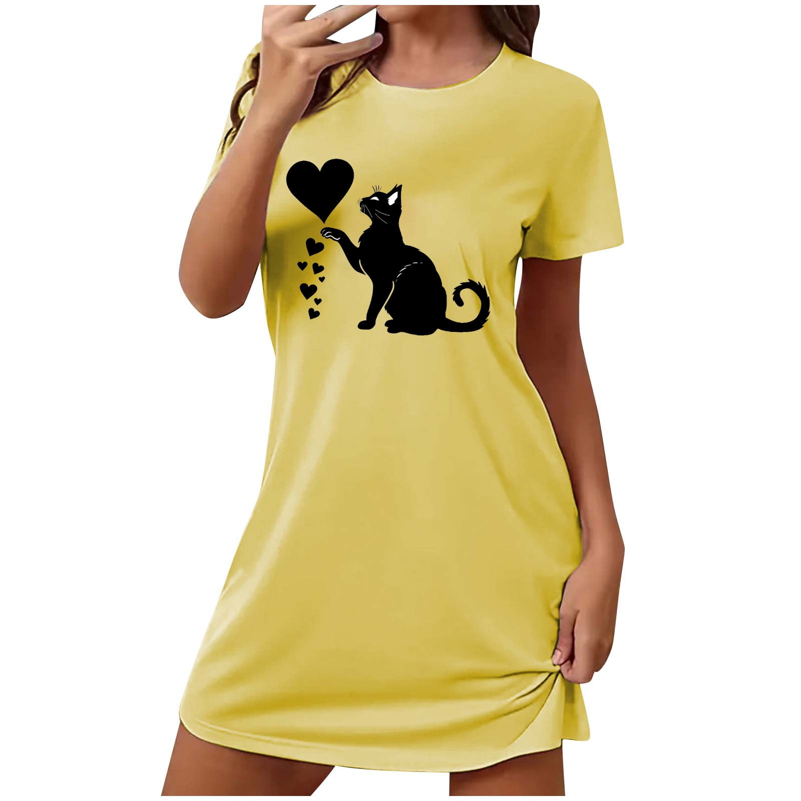 perfectbot Plus Size Nightgowns for Women Cute Print Nightshirt Summer ...