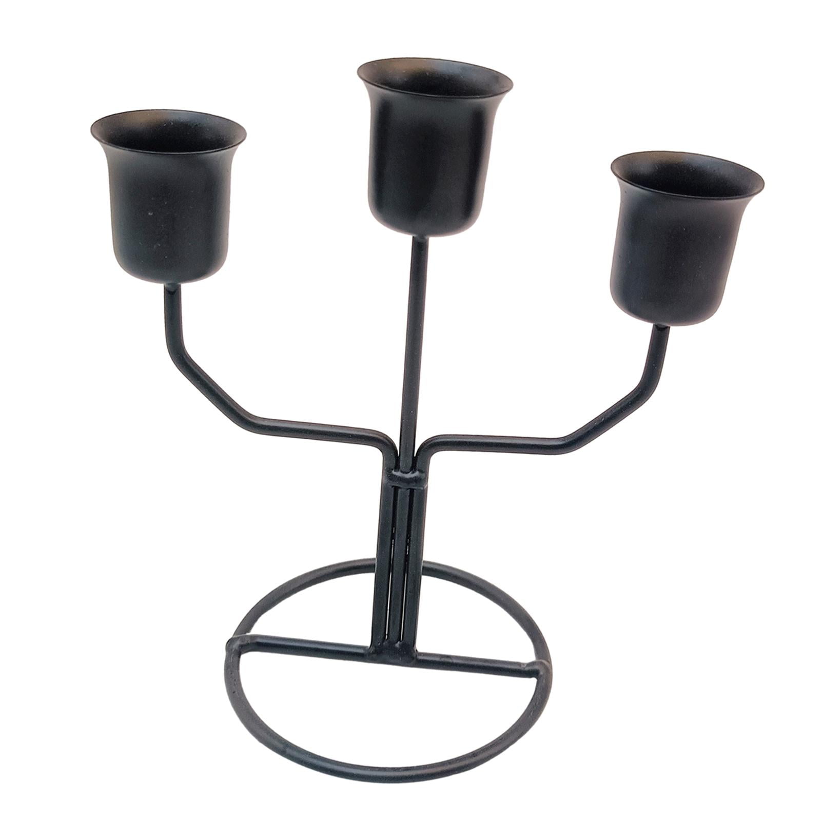 perfk 3 Arms Candle Holder Iron Candlelight Stand for Bedroom Wedding ...