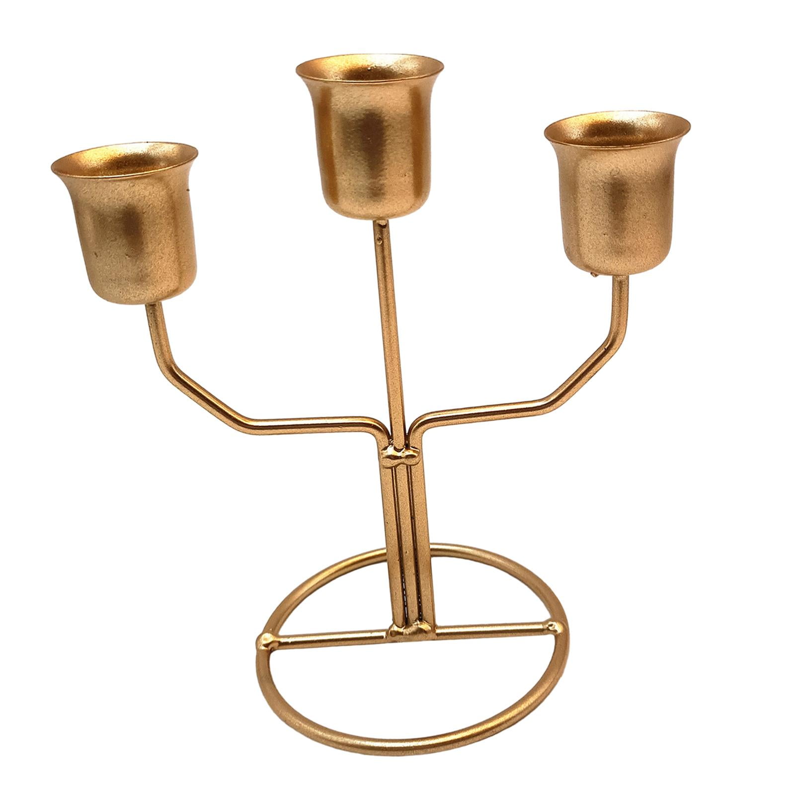 perfk 3 Arms Candle Holder Iron Candlelight Stand for Bedroom Wedding ...