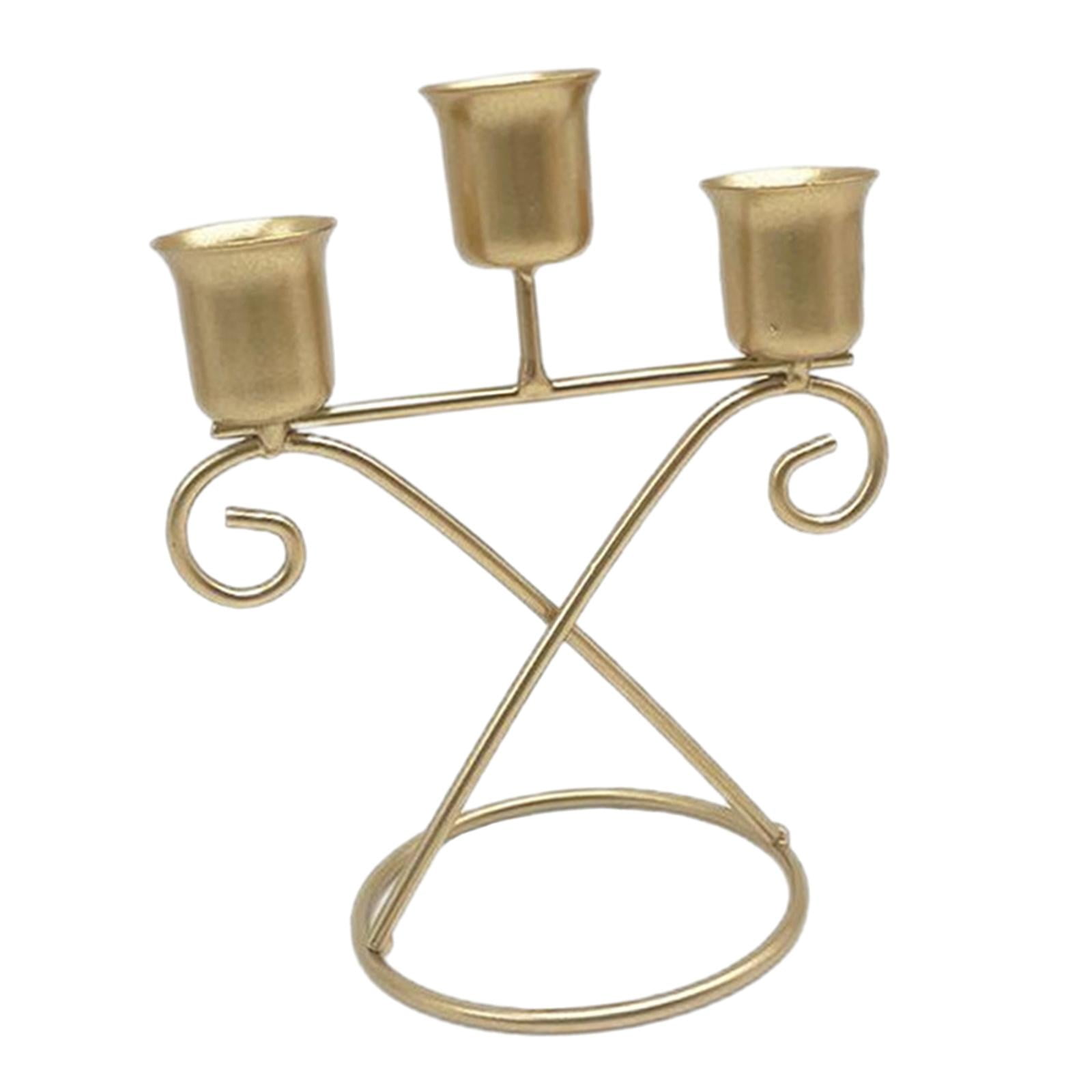 perfk 3 Arms Candle Holder Iron Candlelight Stand for Bedroom Wedding ...
