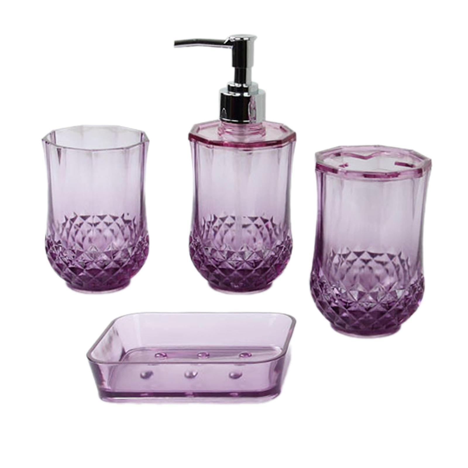 perfk 4 Pieces Soap Dispenser Modern Toothbrush Holder for Vanity Countertop Hotel - Walmart.com
