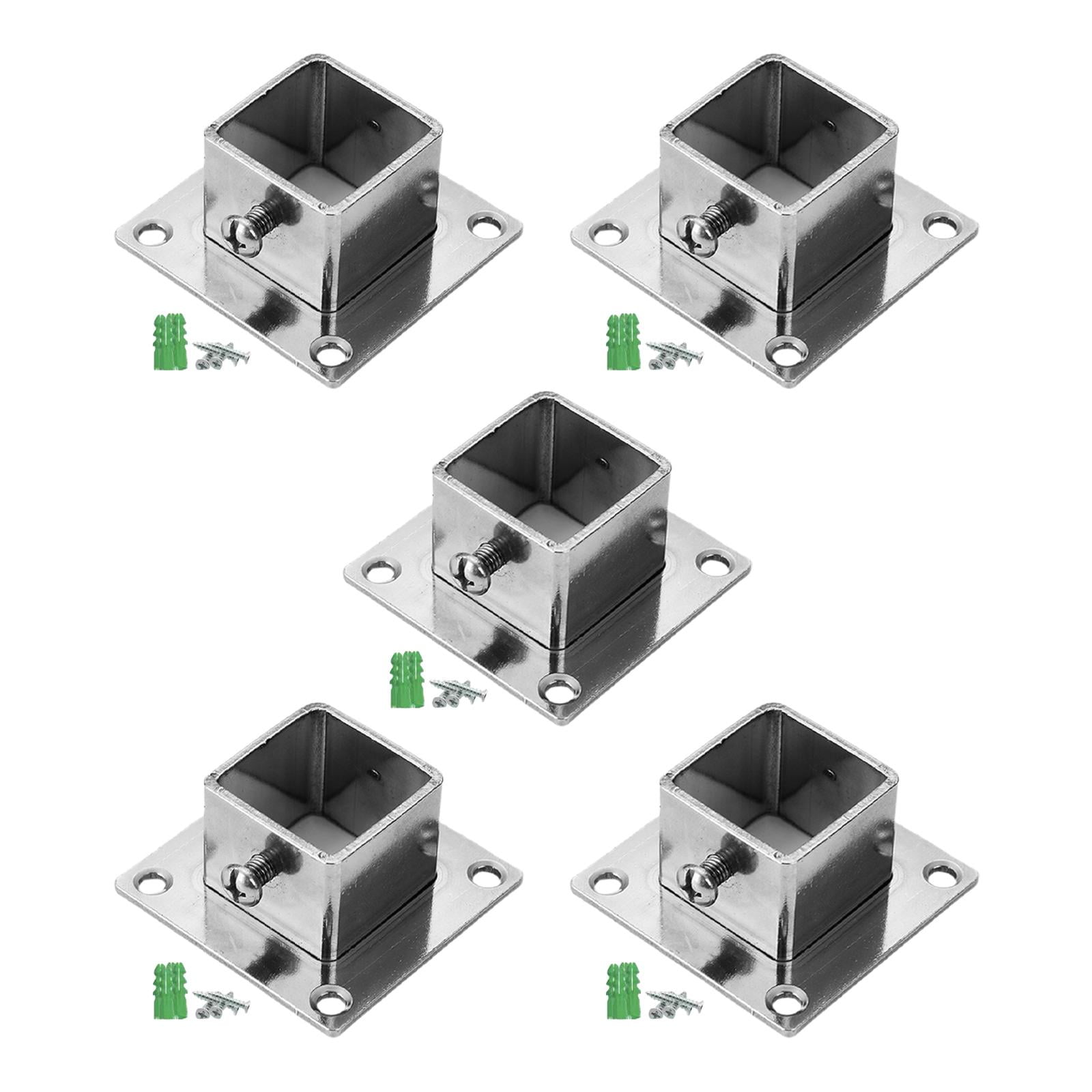 perfk 5 Pieces Square Post Flange Support Deck Mount Post Fittings ...