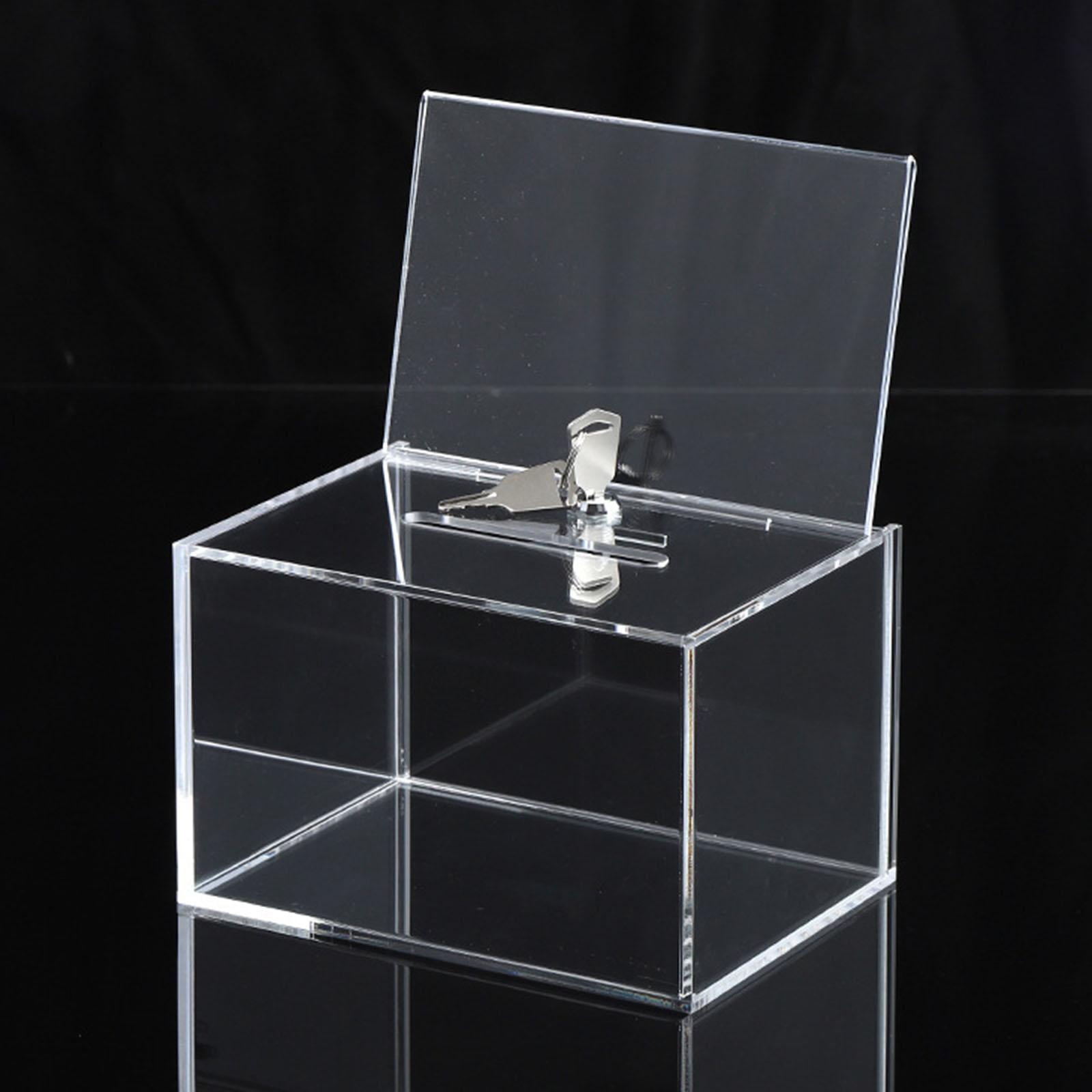 perfk Acrylic Donation Box with Lock Charity for Desk Shop Donation ...