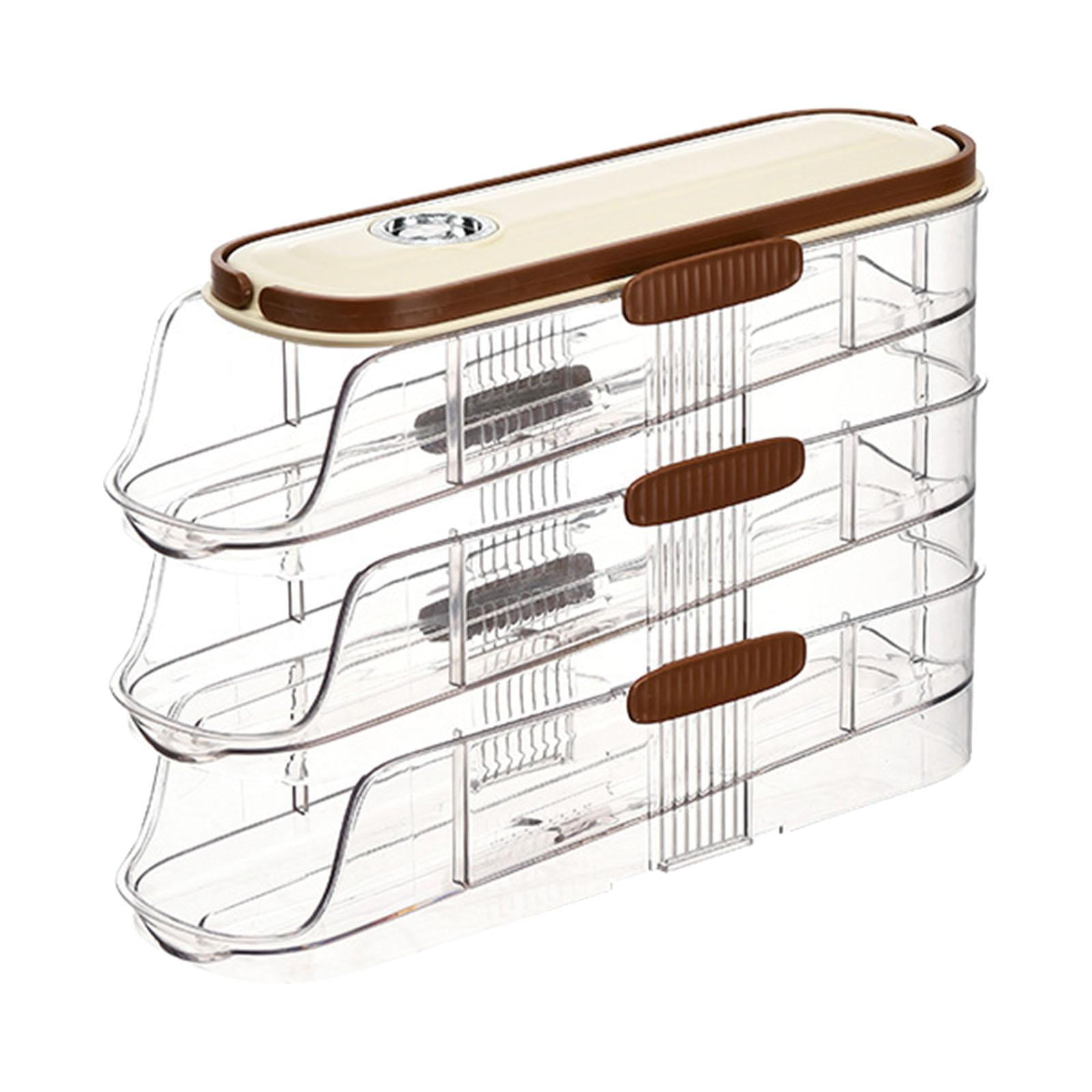 perfk Auto Rolling Egg Dispenser Storage Container for Kitchen Fridge ...