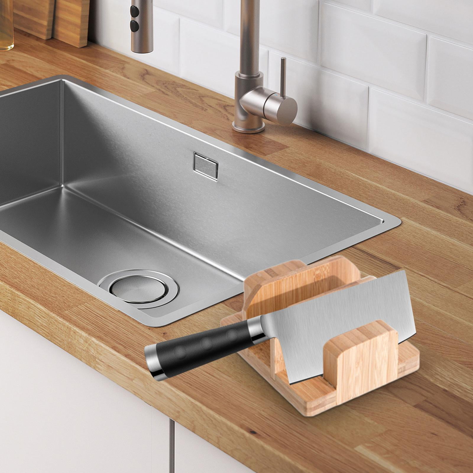 perfk Bamboo Cutting Board Storage Rack Organizer for Plates Pan Lids ...