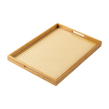 Bamboo Wooden Serving Tray with Handles for Home, Breakfast in Bed ...