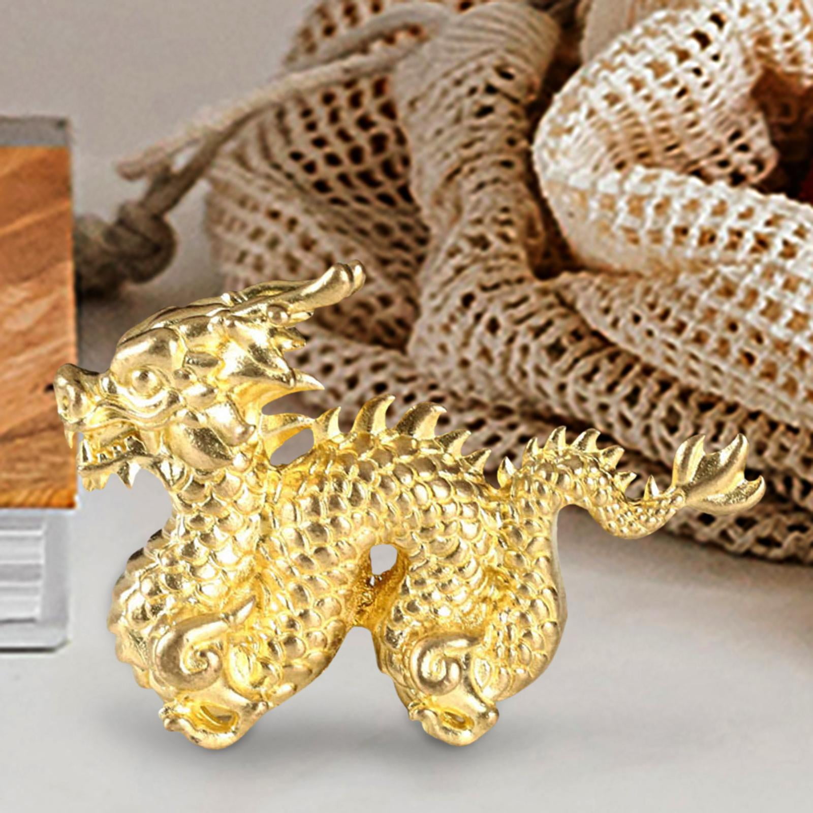 perfk Brass Mini Chinese Dragon Sculpture Souvenir for Yoga Room Shelf ...