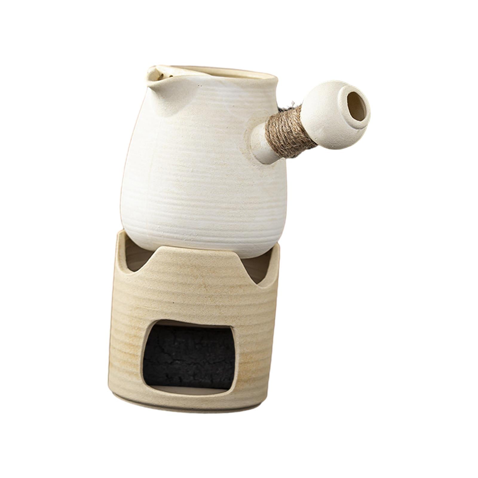 perfk Ceramic Teapot and Tea Warmer Stand Porcelain Tea Pot for Outdoor ...