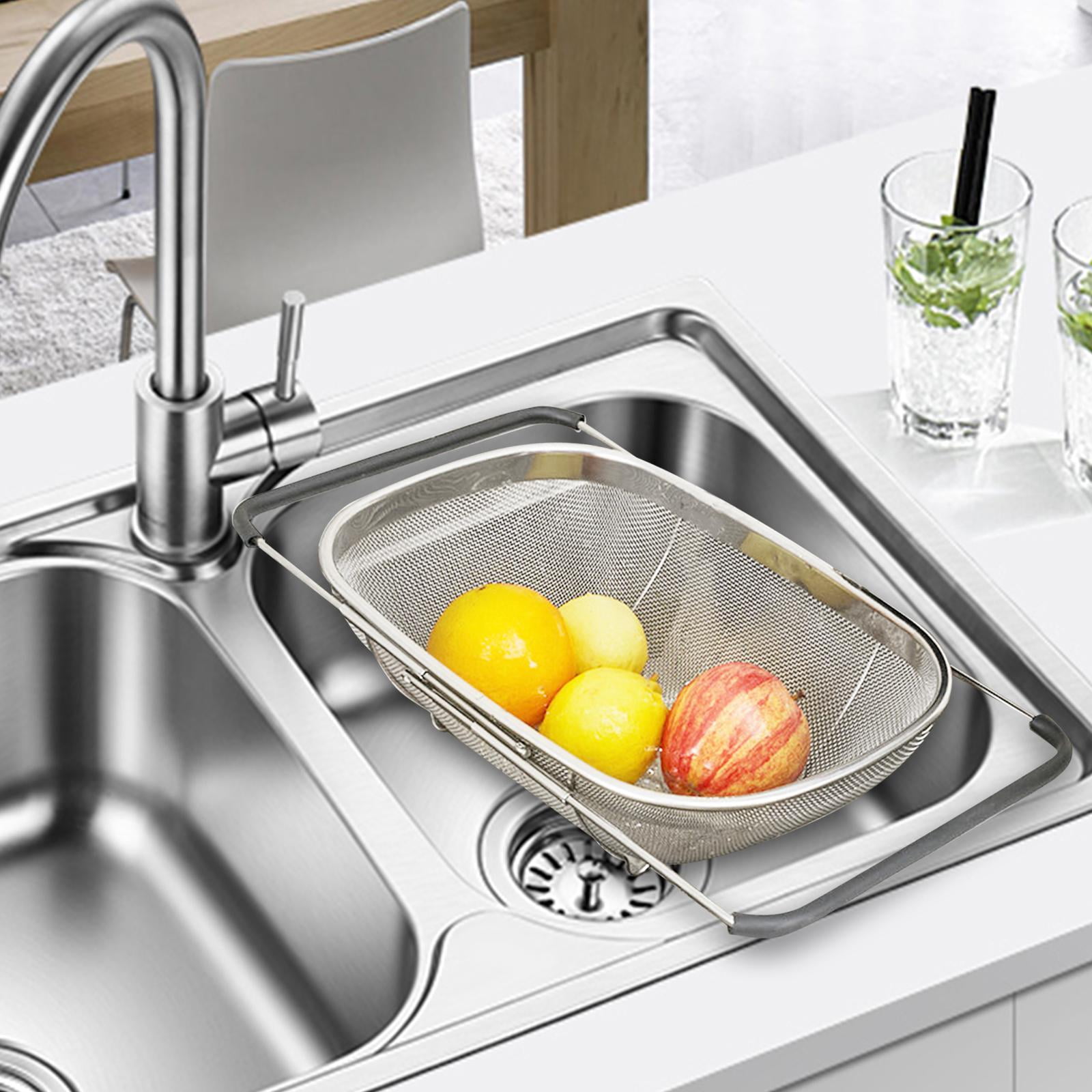 perfk Drain Basket Retractable Sink Storage Rack with Stand over The ...