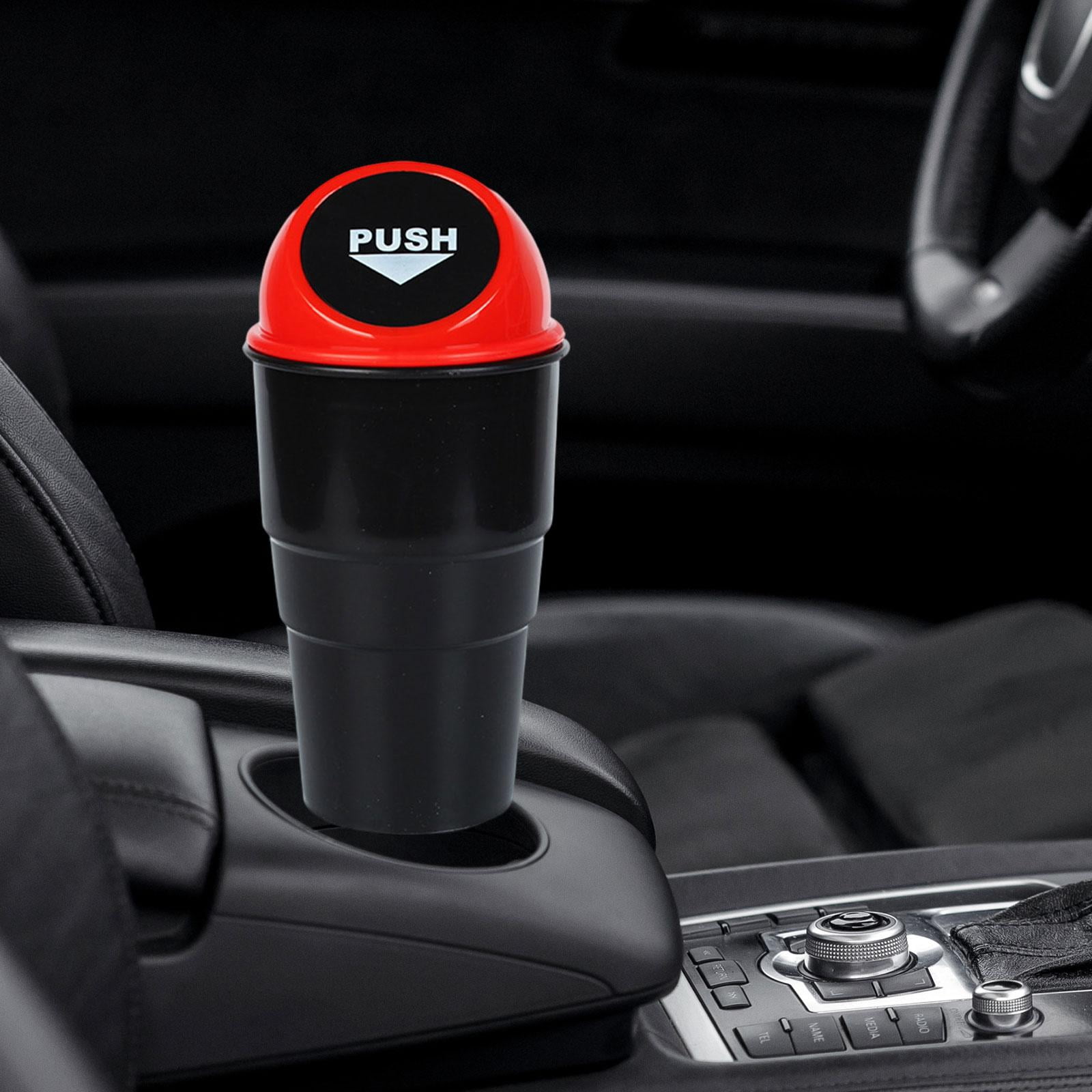 perfk Generic Car Cup Holder Trash Can with Lid Car Garbage Can for ...