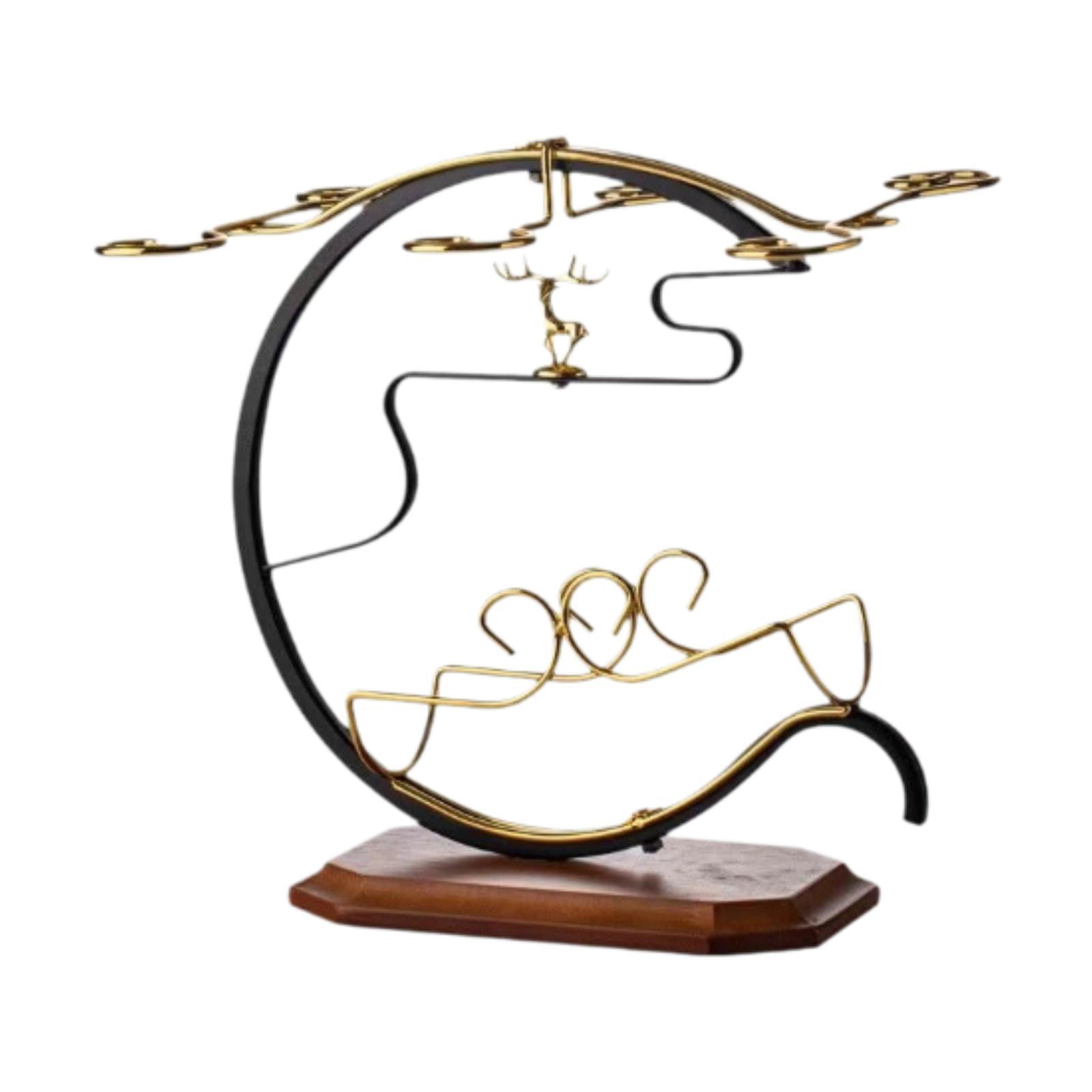 perfk Goblet Rack Glass Holder with 6 Hooks Upside Down Elegant Metal ...