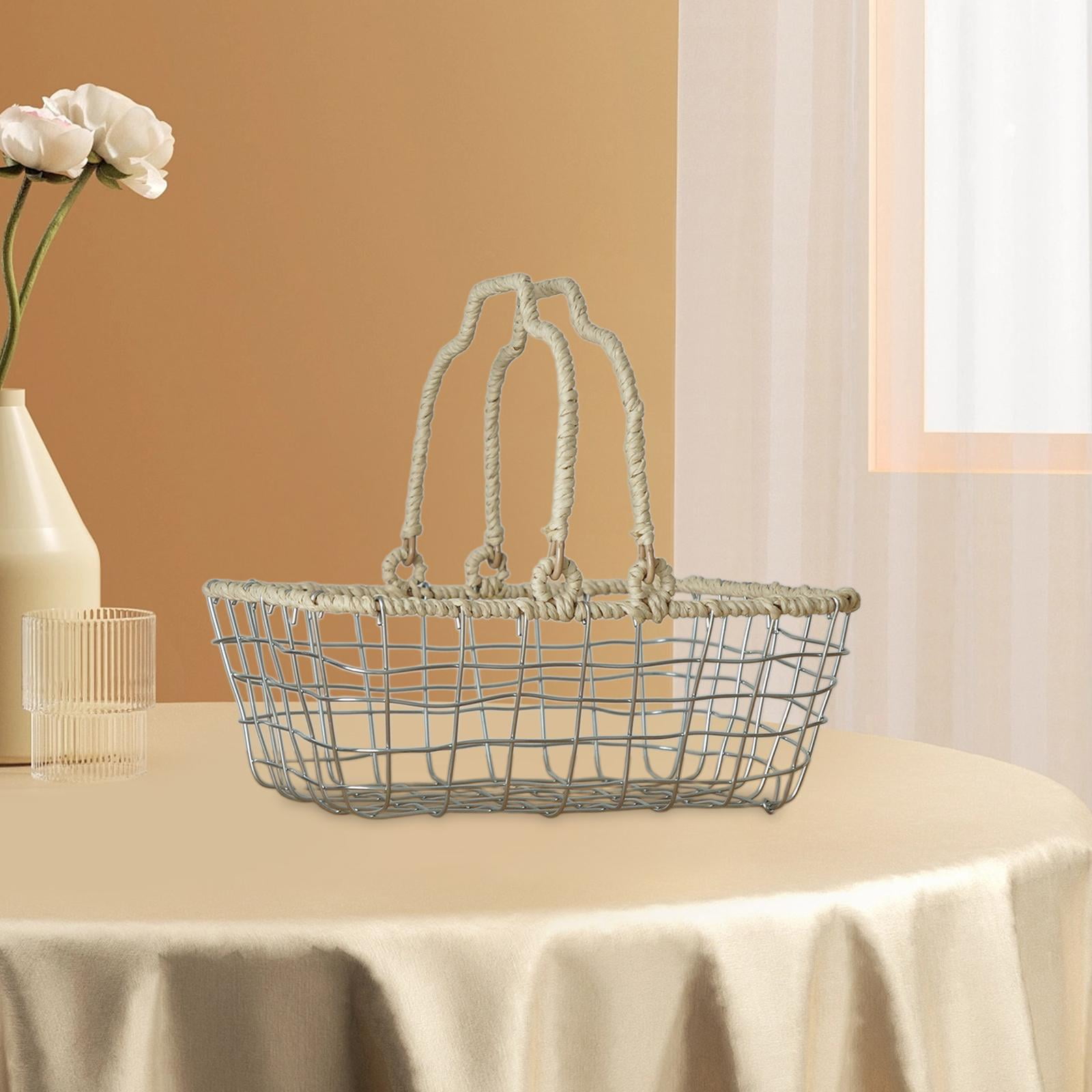 perfk Iron Storage Basket with Handles Hand Basket for Wedding Living ...