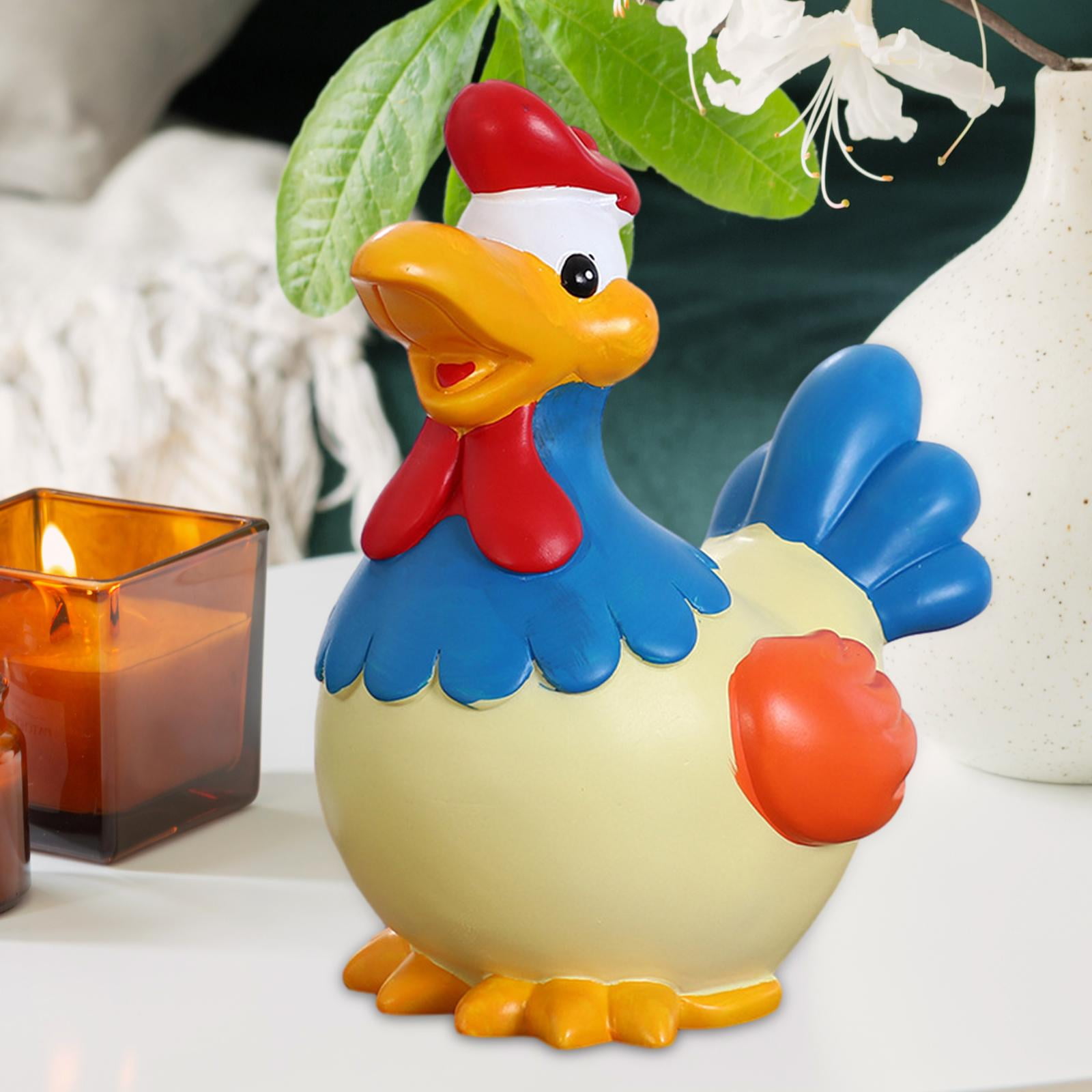 perfk Money Saving Jar Desktop Chicken Statue Kids Home Decor Container Piggy Bank Blue ...