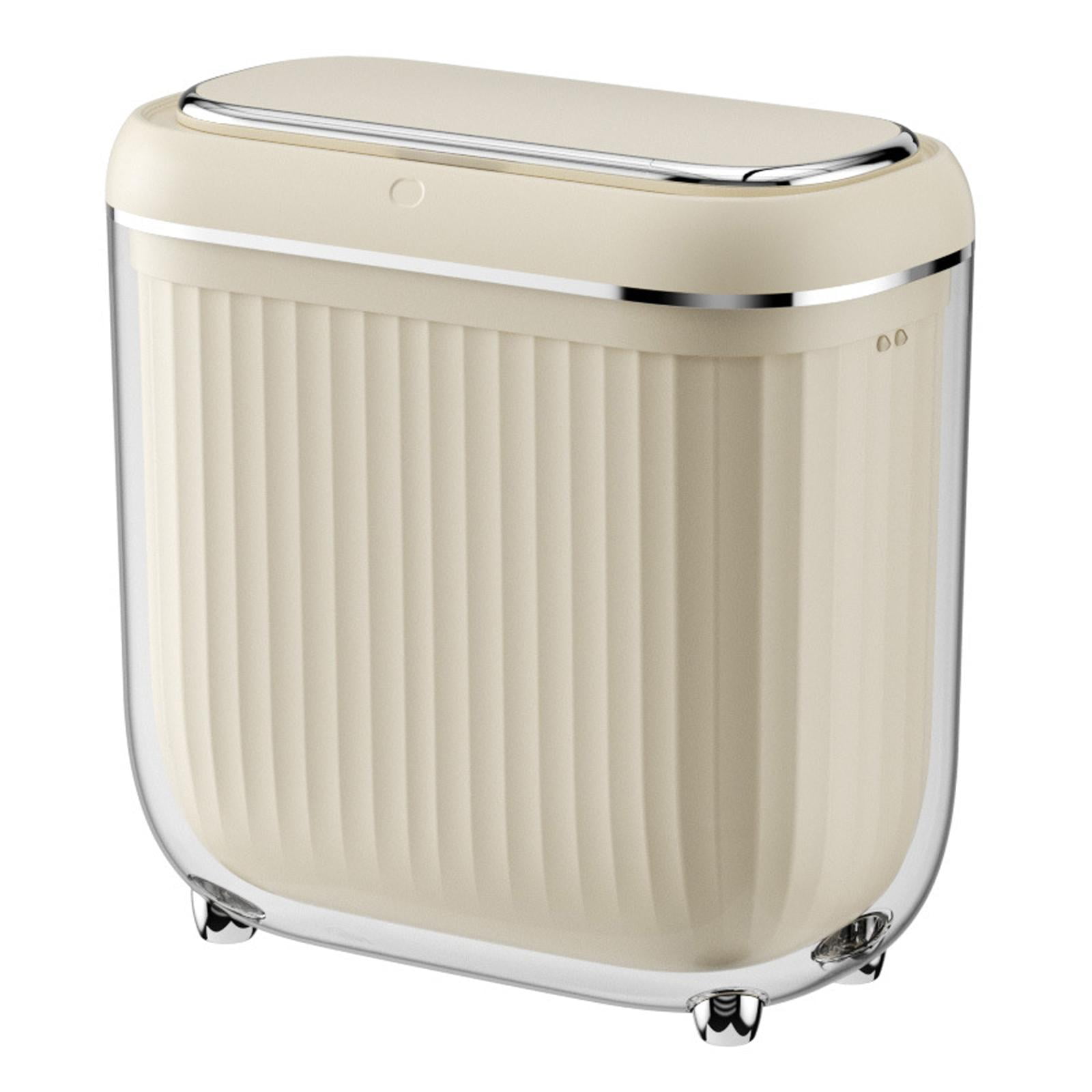 perfk Narrow Trash Bin Smart Trash Bin for Toilet Living Room creamy ...