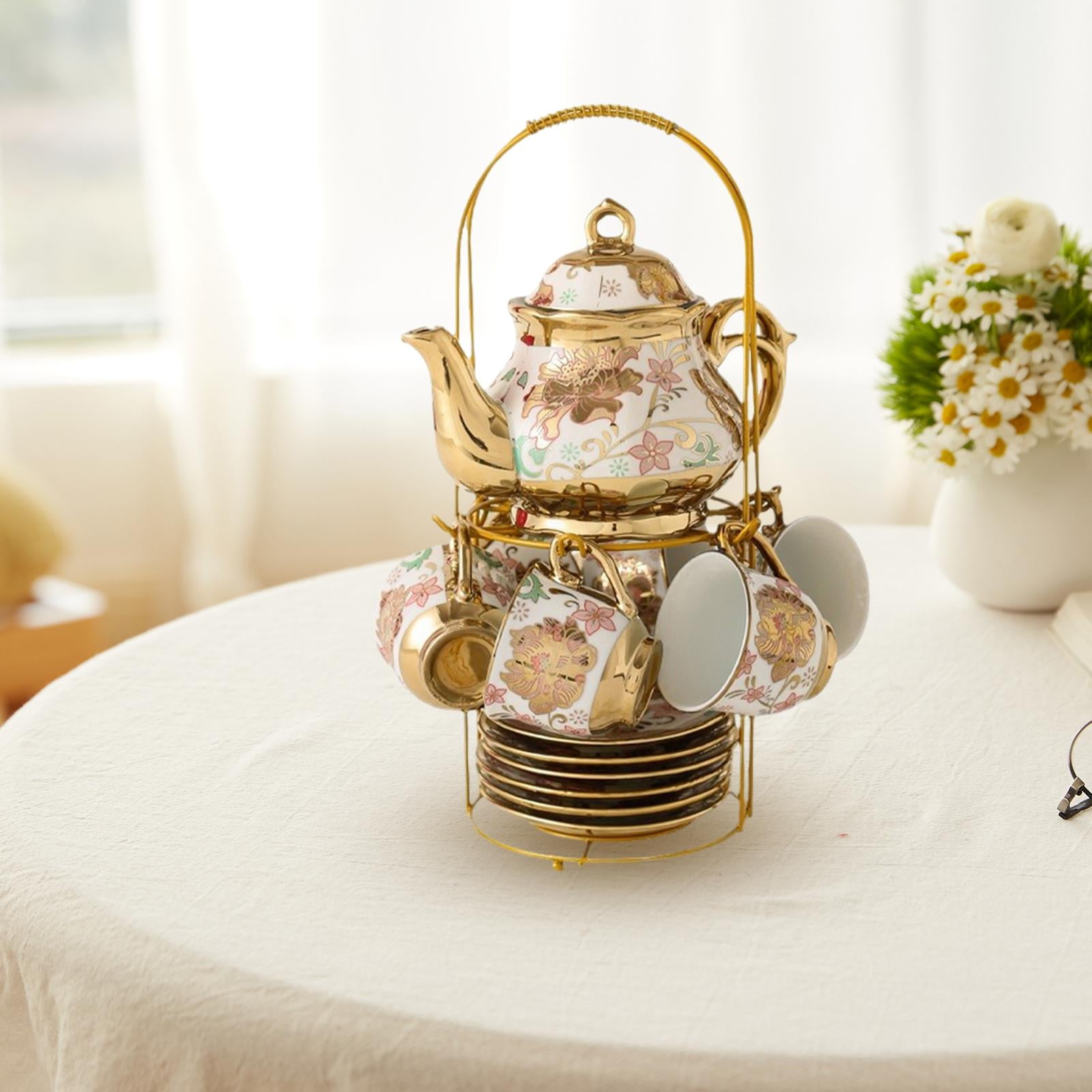 perfk Porcelain Tea Set Ceramic Cups and Saucers Set for Wedding ...