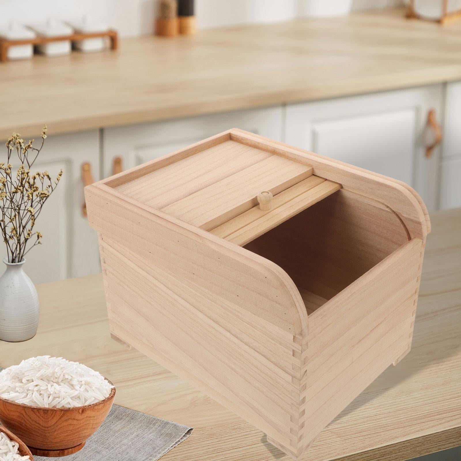 perfk Rice Dispenser, Wooden Cereal Container, Storage Dry Storage Rice ...