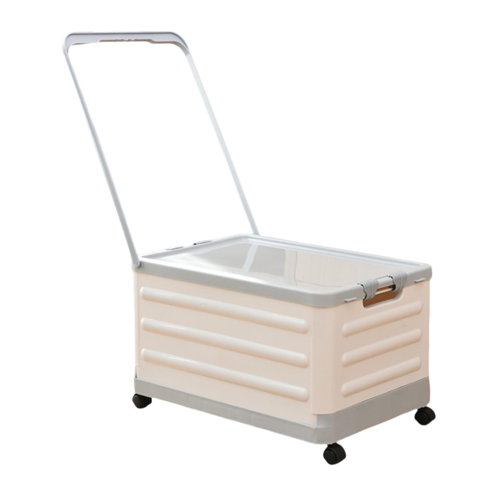 perfk Storage Bin with Wheels and Handle Rolling Crate Foldable with ...