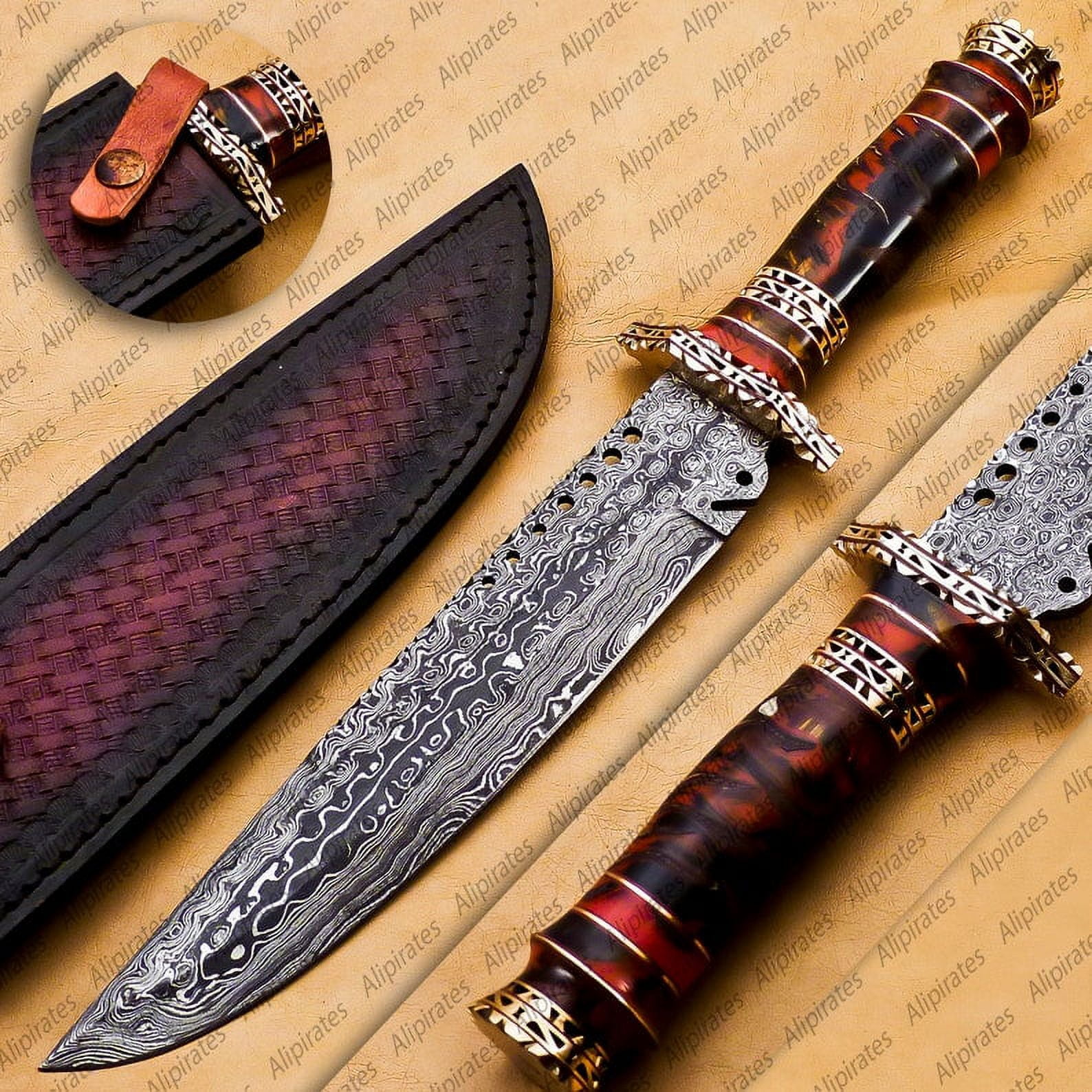 personalize Damascus Hunting Knife Damascus Fixed Blade Knife Damascus ...