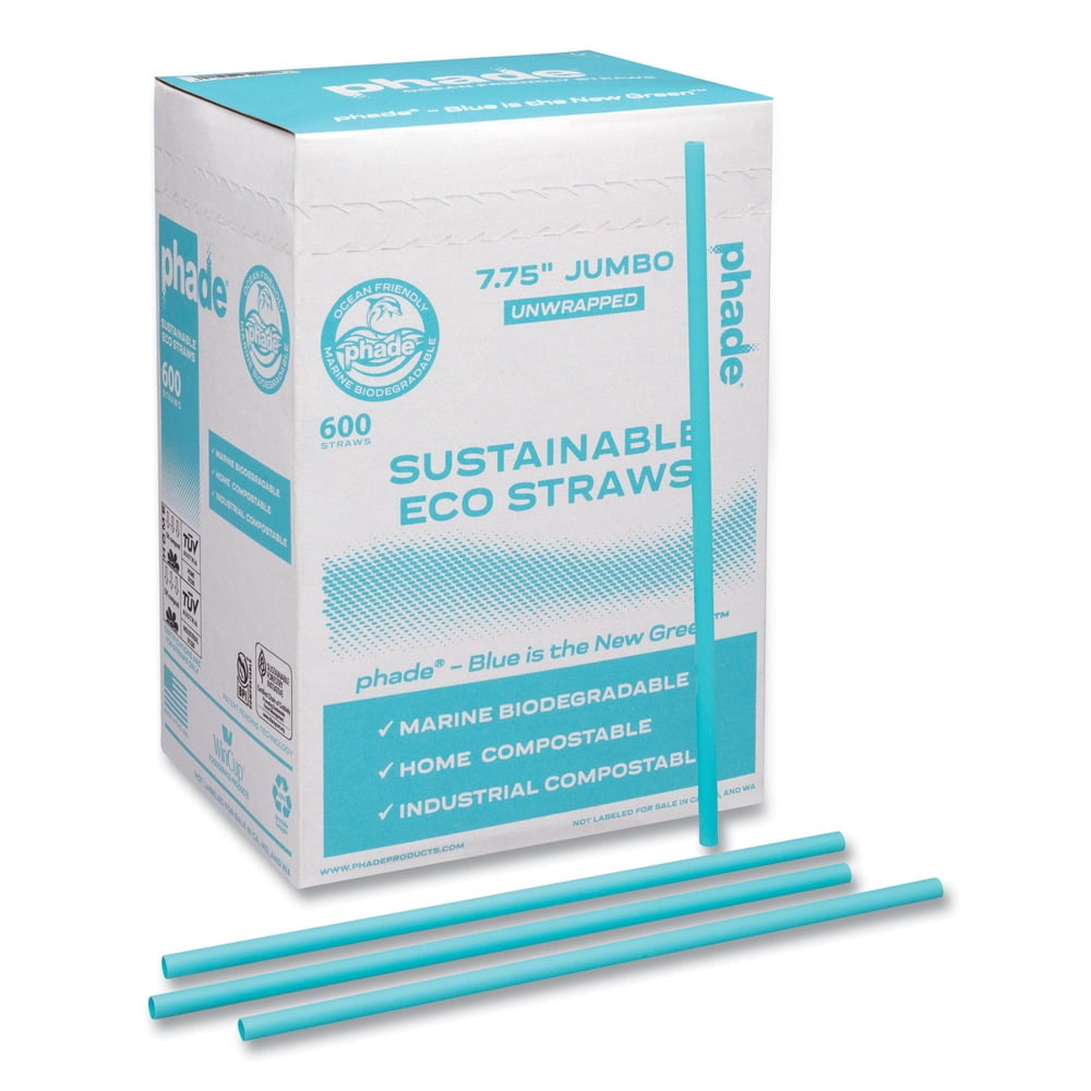 phade 511203 7.75 in. Marine Biodegradable Straws - Ocean Blue (6000 ...