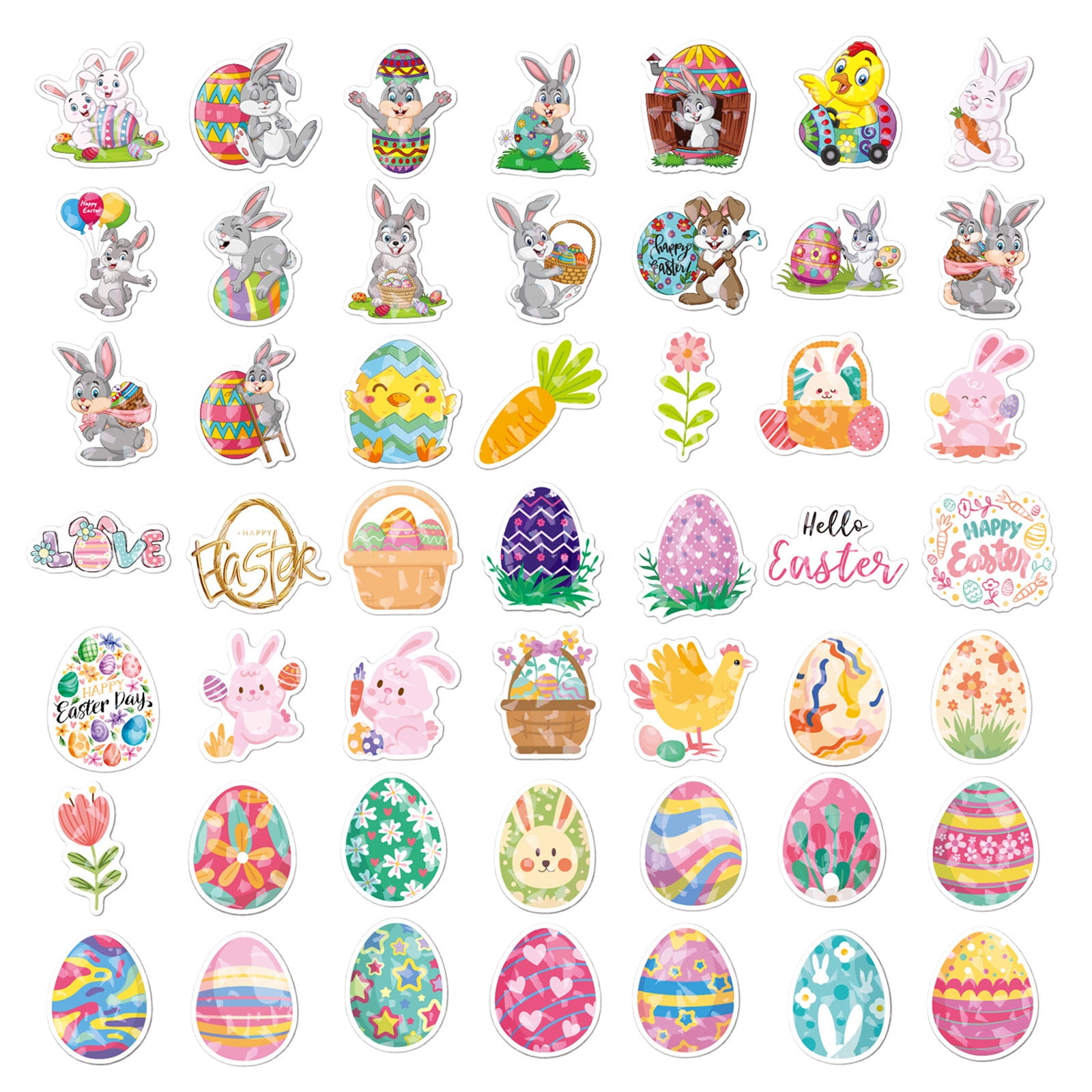 piaybook 2024 Easter Stickers 50Pcs 100Pcs Happy Easter Day Stickers ...