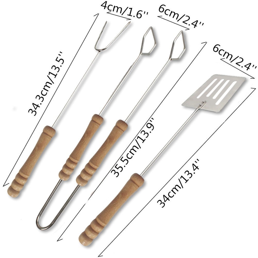 piaybook 3pcs Barbecue Tools Set Grilling Tongs Fork Spatula CLainless ...