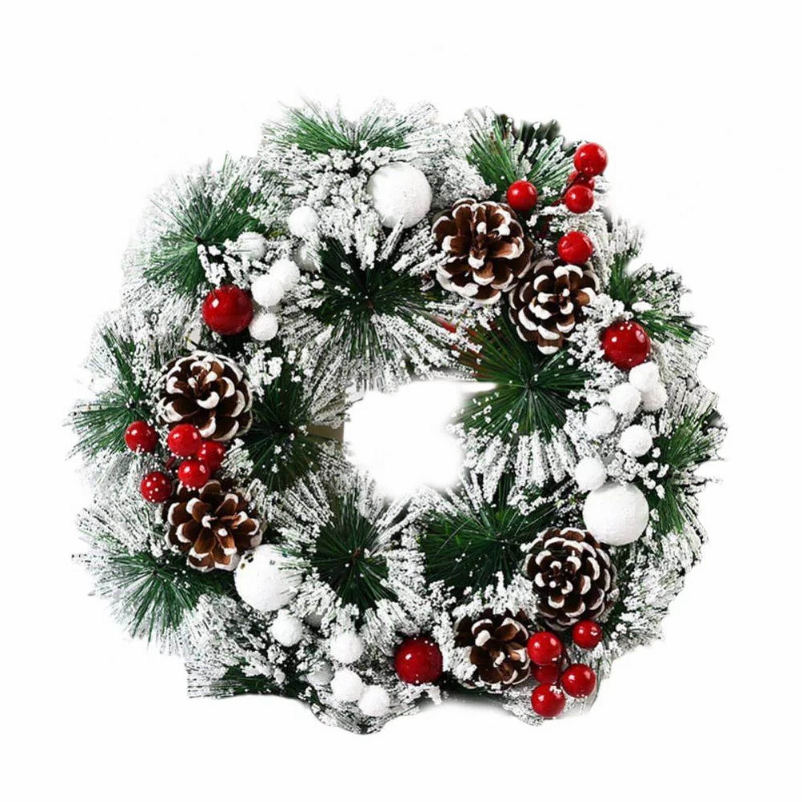 piaybook Artificial Wreaths Front Door PVC Unlit Christmas Hanging ...