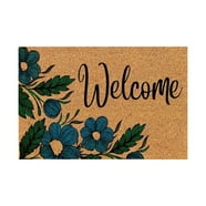 BJUTIR Small Blue Flowers Green Leaves Brown Floor Mat, 16x23in, Spring ...