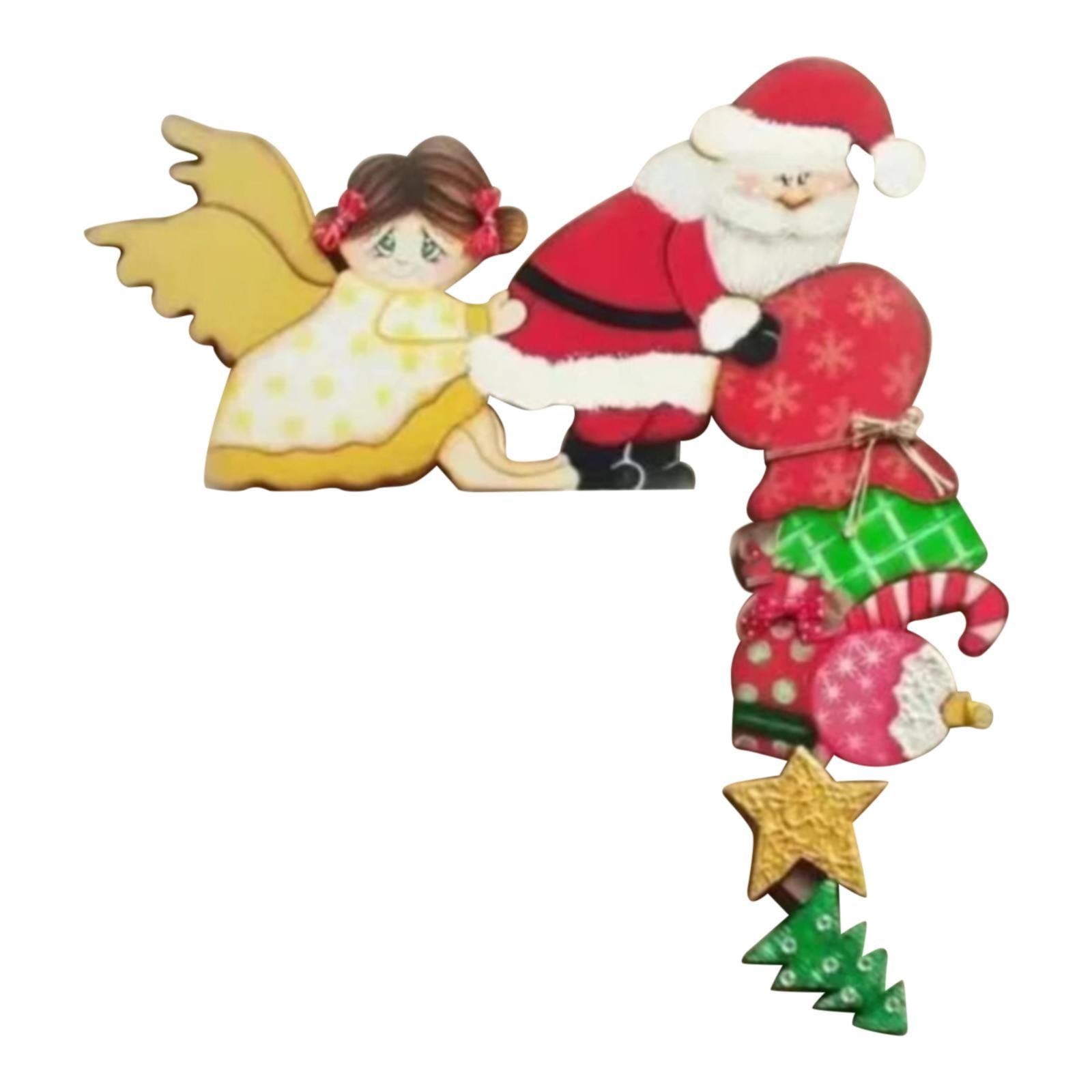 piaybook Sign for Front Door Christmas Wooden Corner Door Frame ...