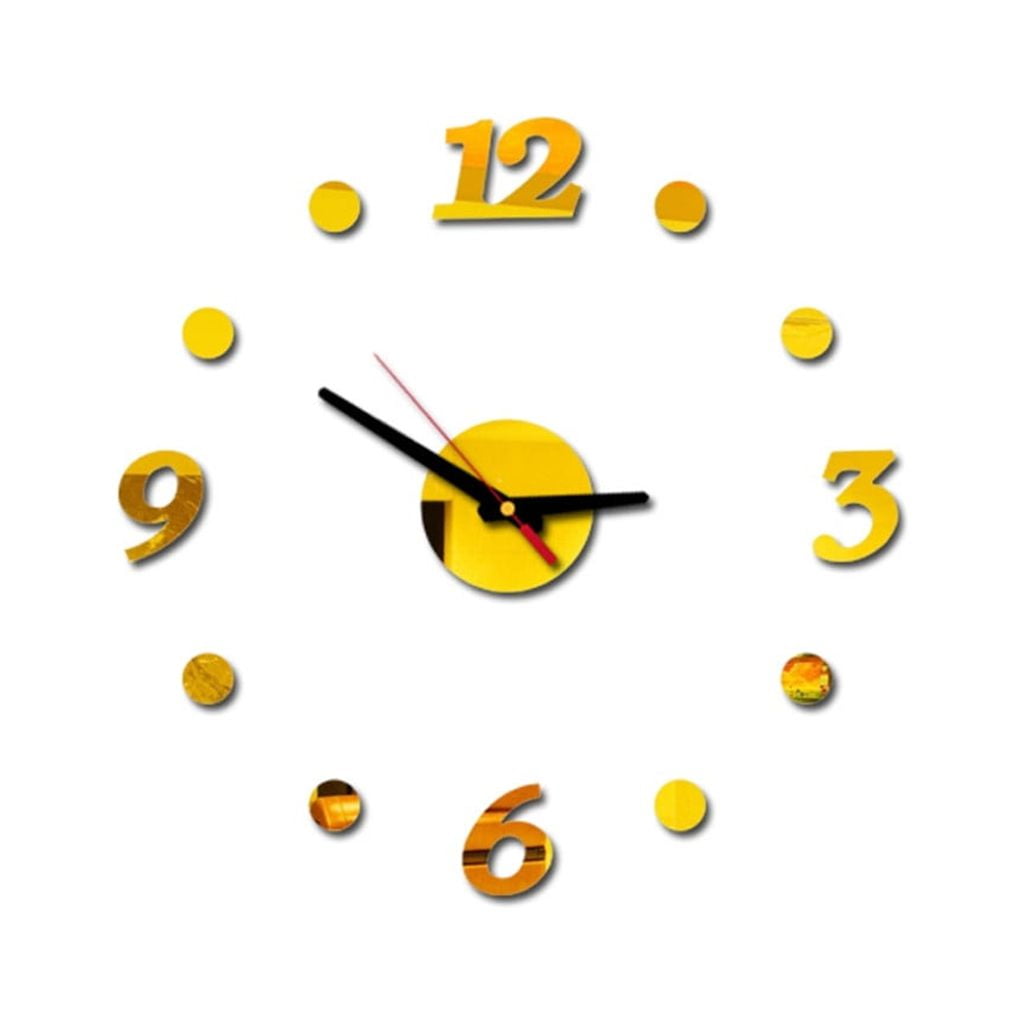 piaybook Wall Clock 3D DIY Roman Numbers Acrylic Mirror Wall Sticker ...