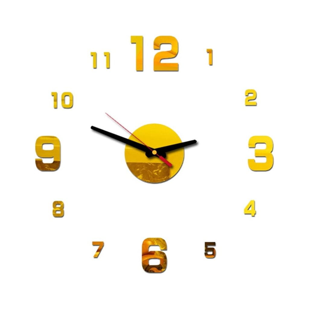 piaybook Wall Clock 3D DIY Roman Numbers Acrylic Mirror Wall Sticker ...