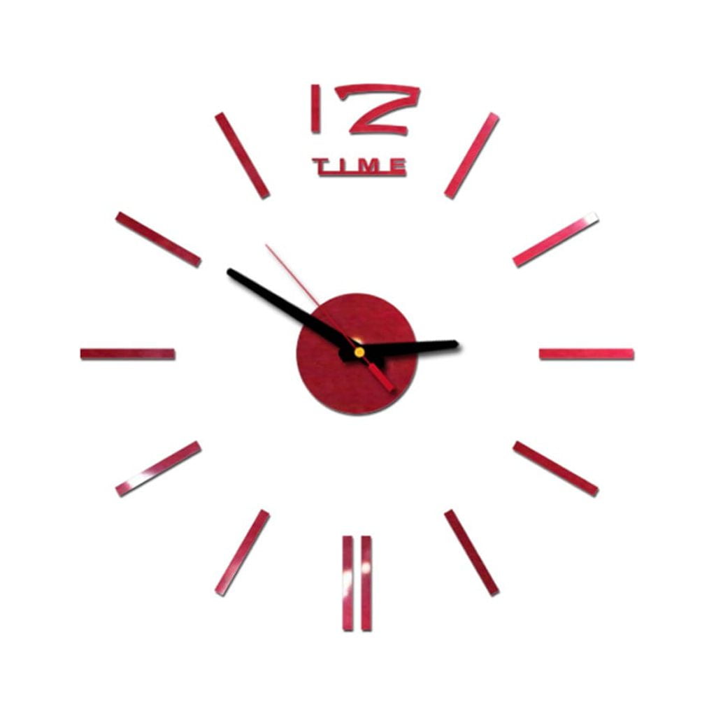 piaybook Wall Clock 3D DIY Roman Numbers Acrylic Mirror Wall Sticker ...