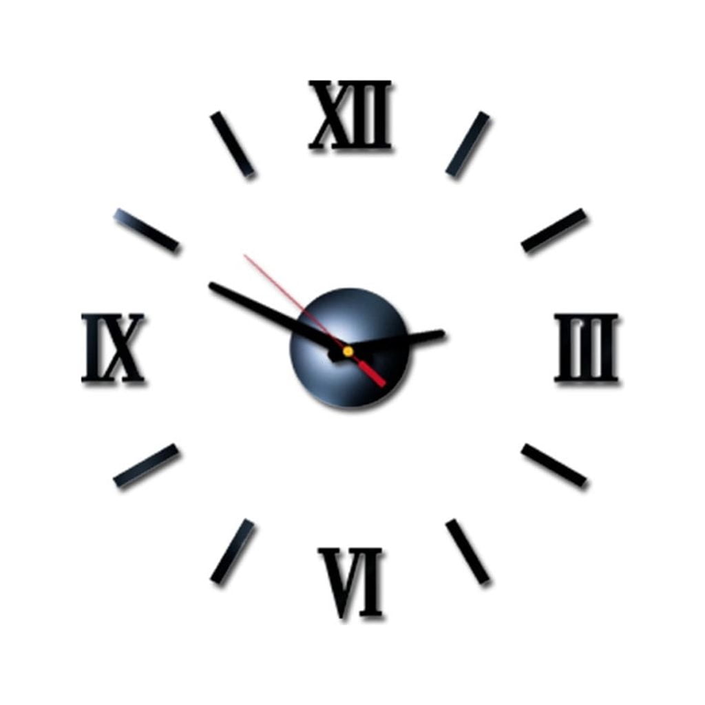 piaybook Wall Clock 3D DIY Roman Numbers Acrylic Mirror Wall Sticker ...