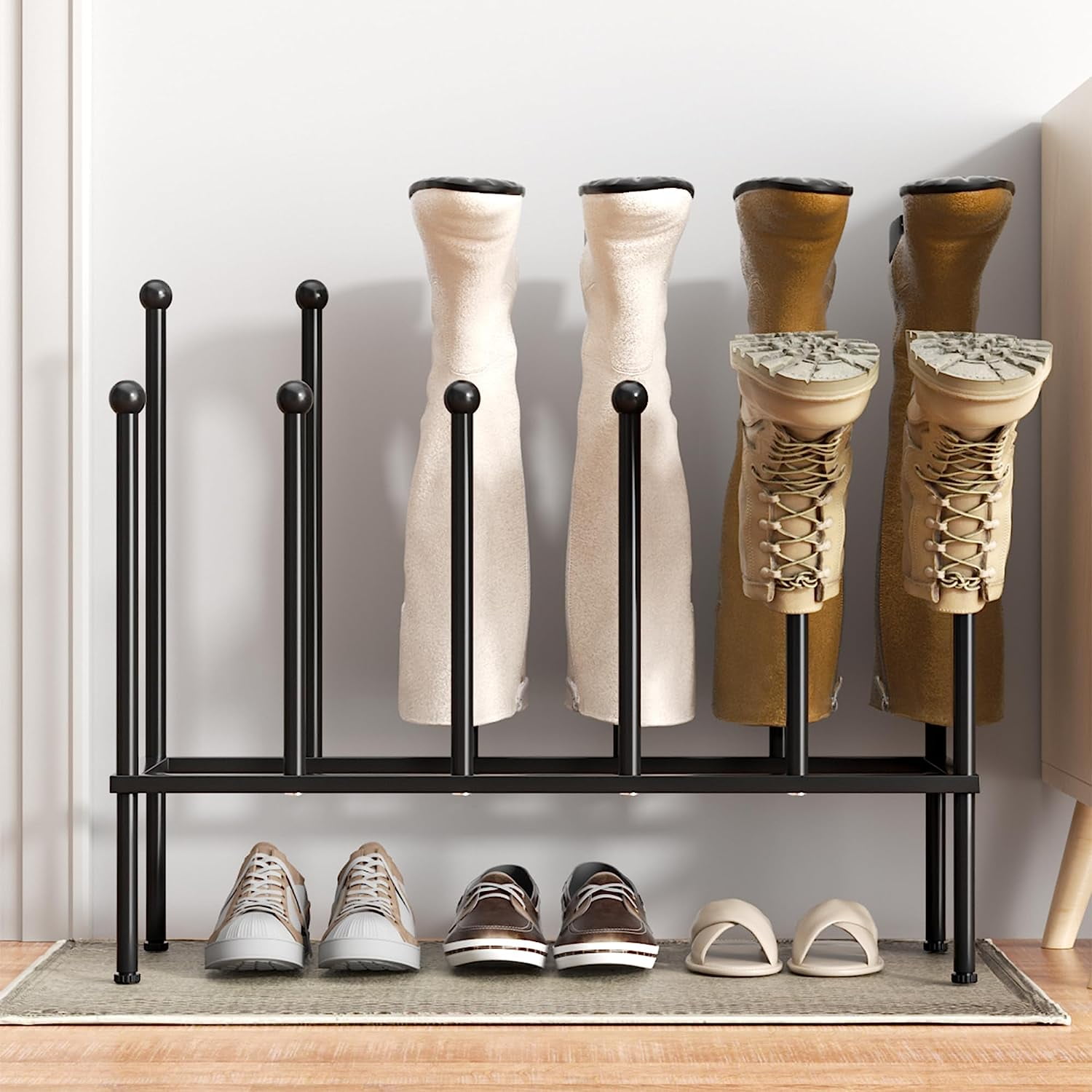 pickpiff Free Standing Shoe Racks - Black Metal Boot Rack, Shoe ...