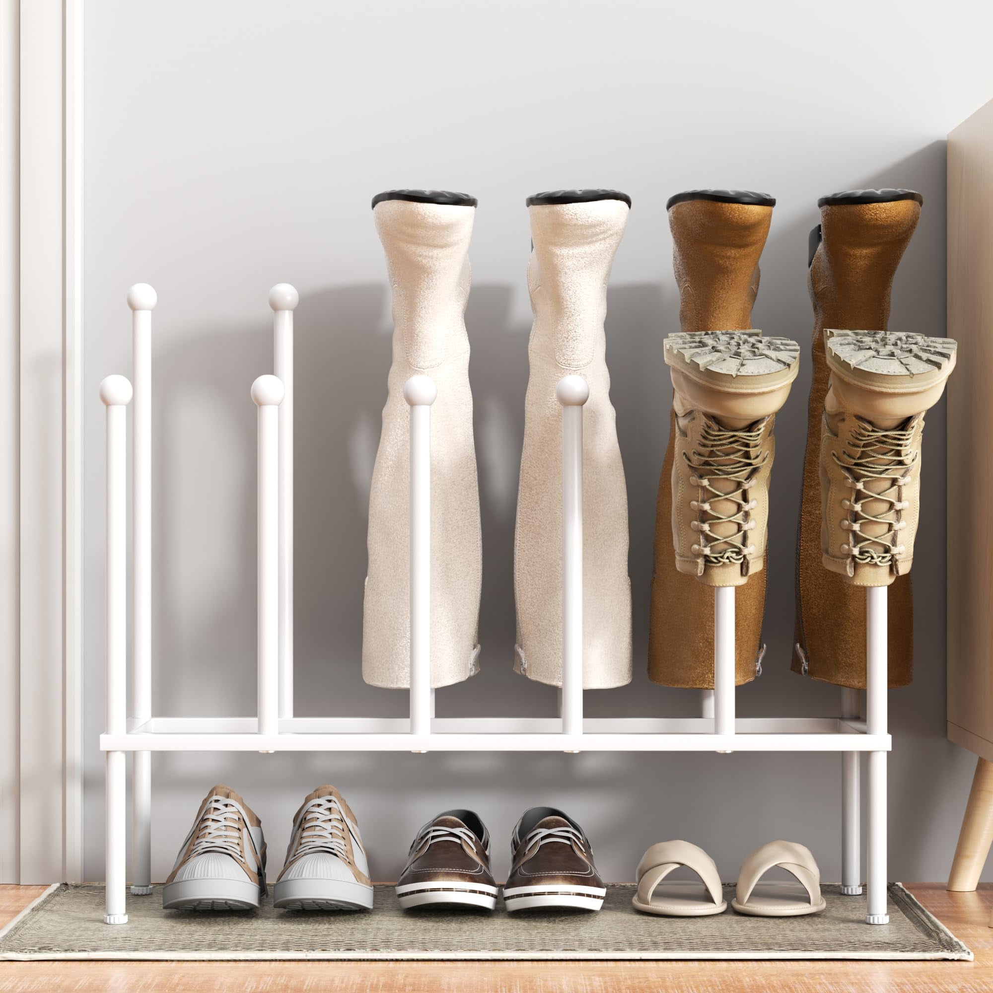 pickpiff Free Standing Shoe Racks - White Metal Boot Rack, Shoe ...