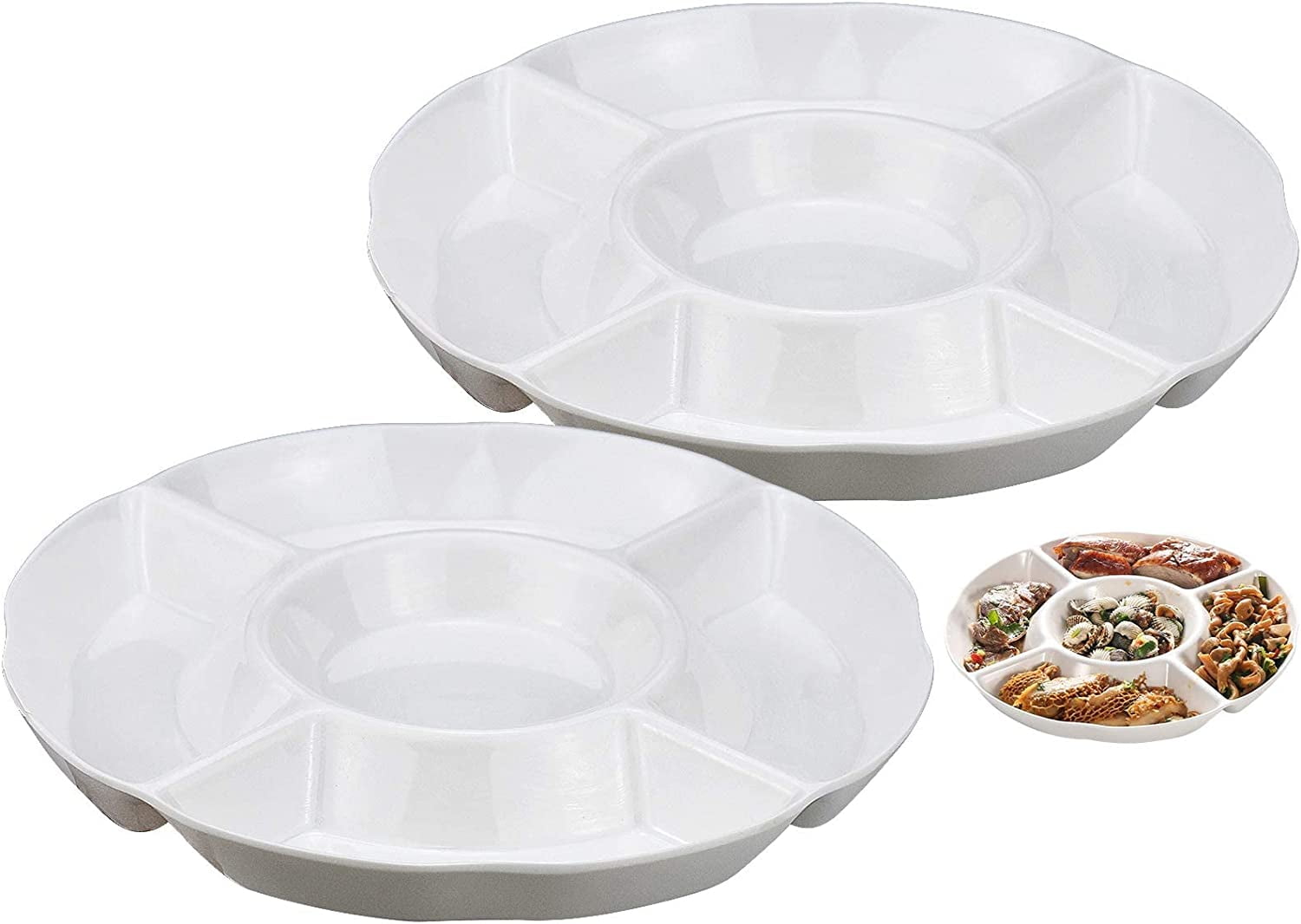 pieces serving tray for snacks, plate with five compartments ...