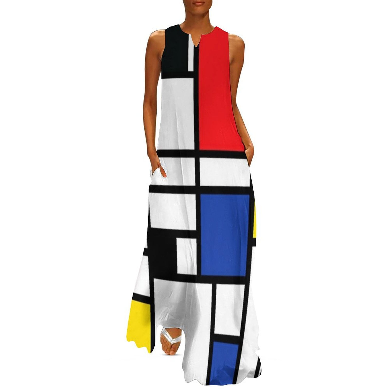 piet mondrian - Composition with Red Blue yellow black white Long Dress ...