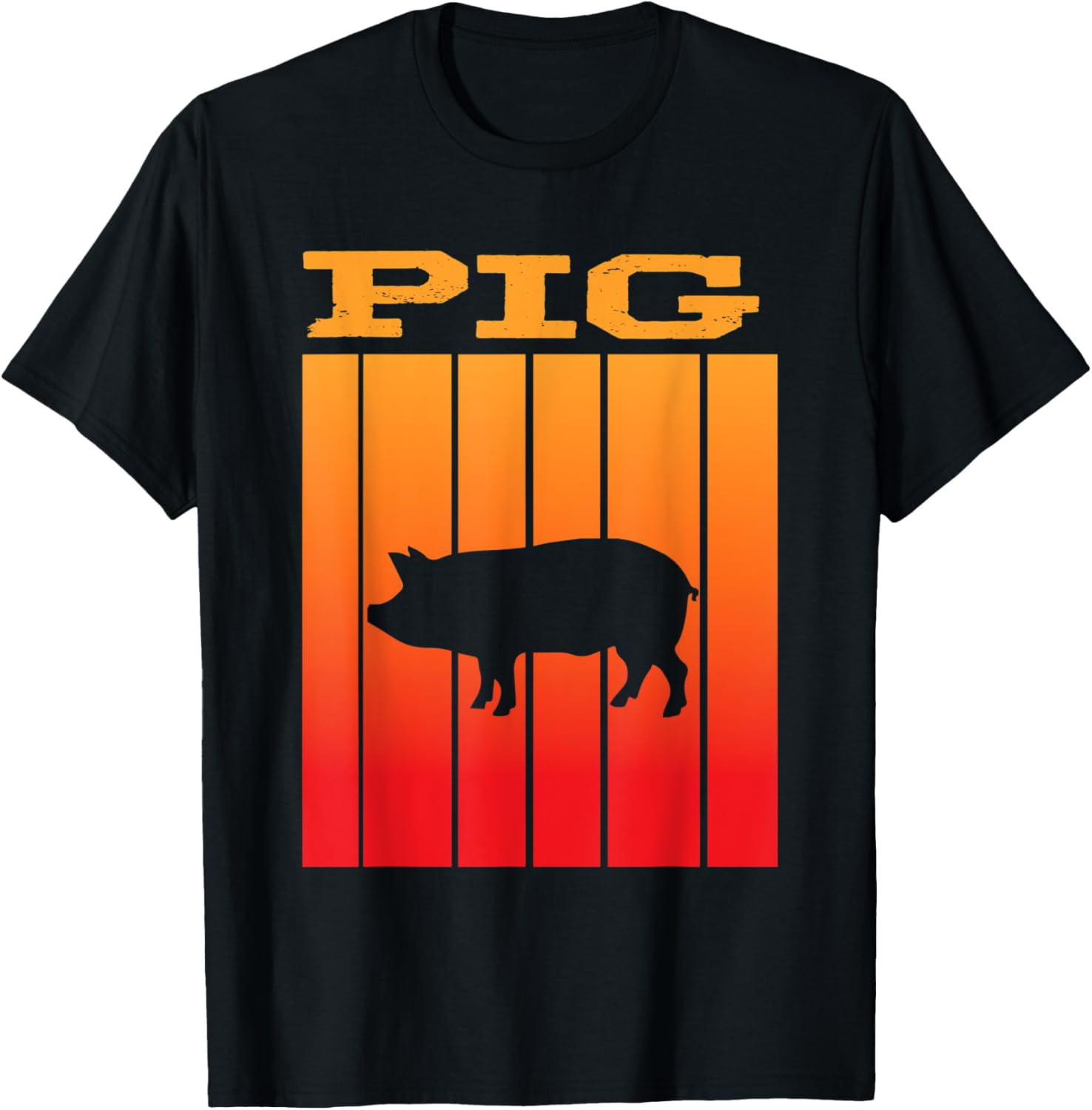 pig Shadow silhouette at Sunset T-Shirt men and women can wear, black ...
