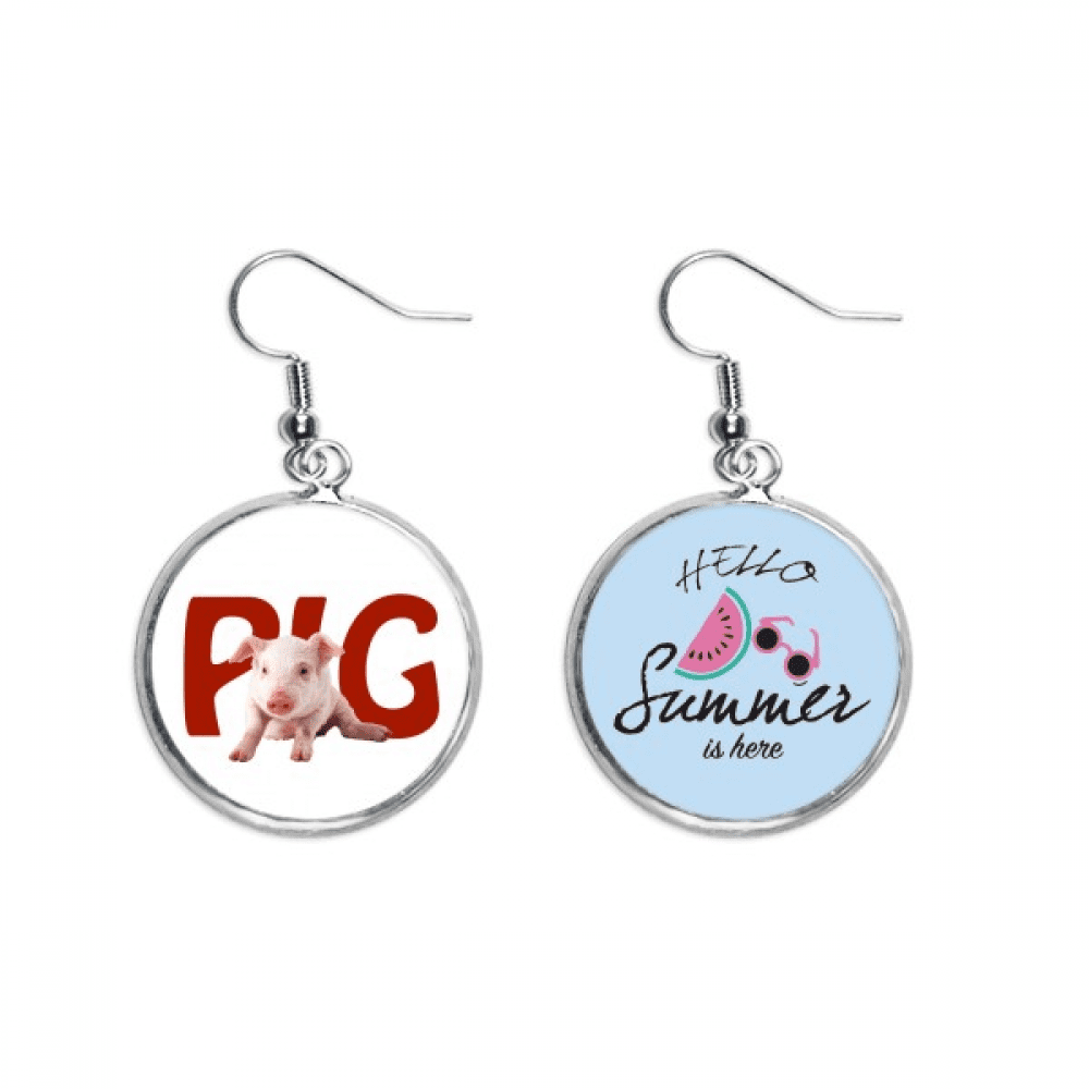 pig animal posture pr art deco fashion earring drop summer watermelon ...