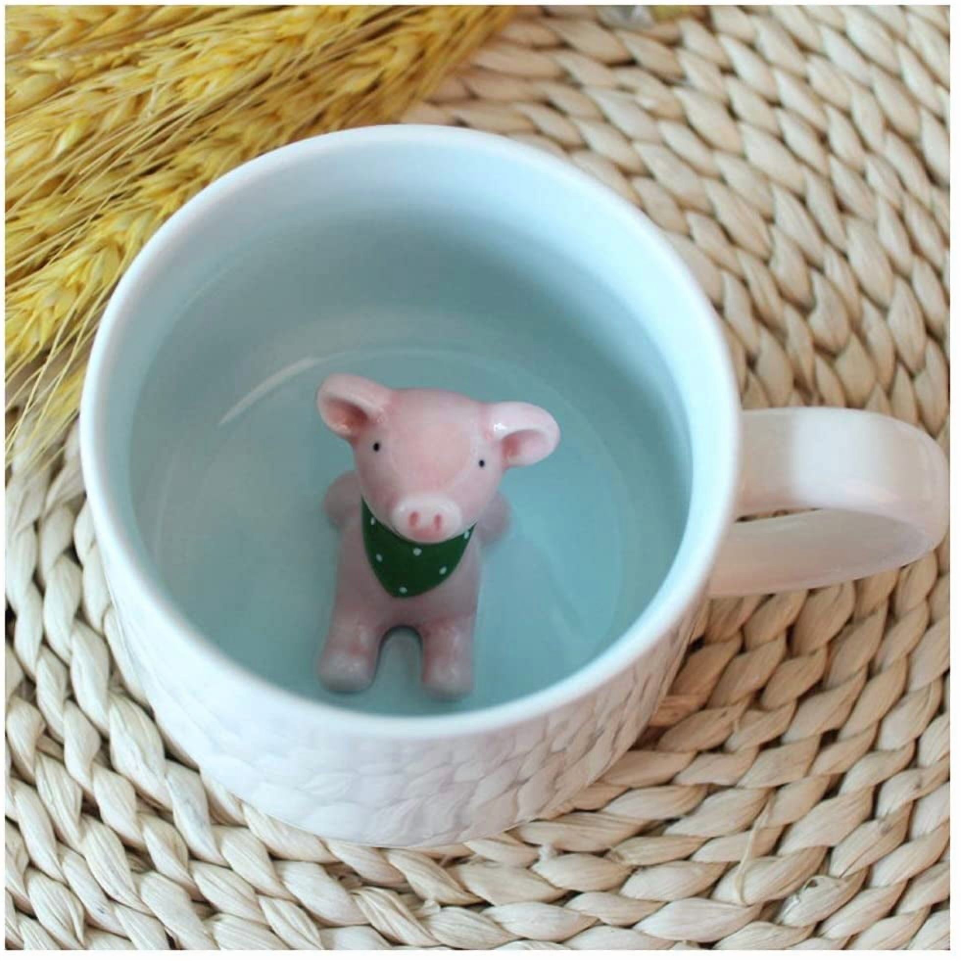 **pig ceramic cup hidden 3d animal inside mug,cute cartoon handmade ...